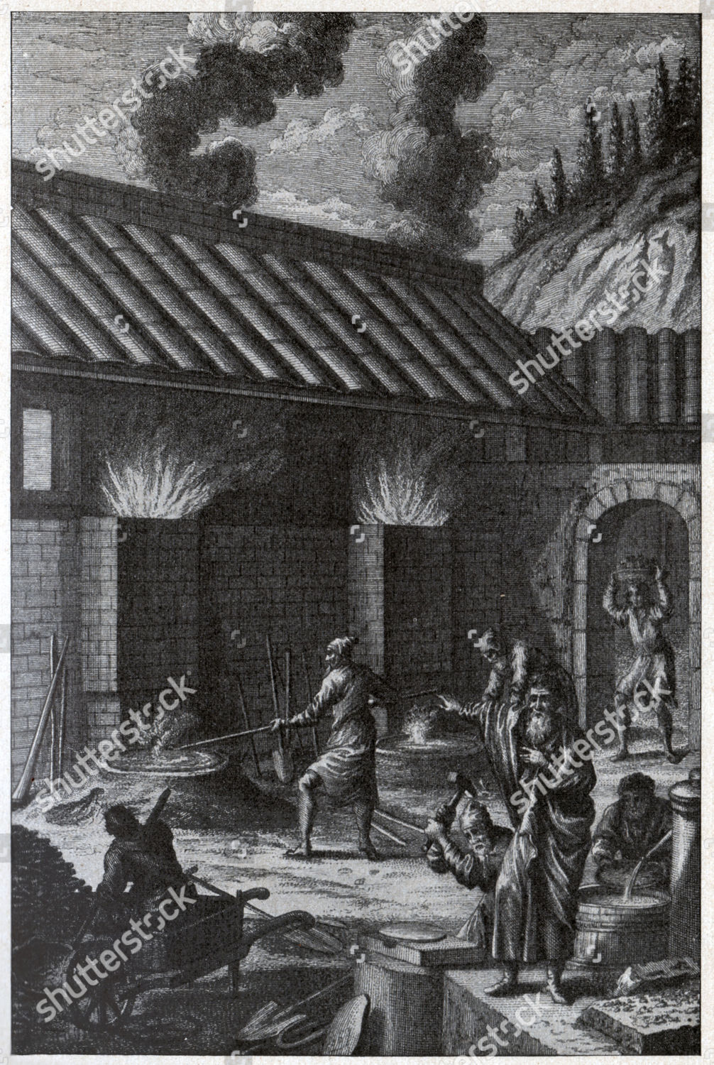 Melting Iron Ore Ancient Times Engraving Editorial Stock Photo - Stock ...