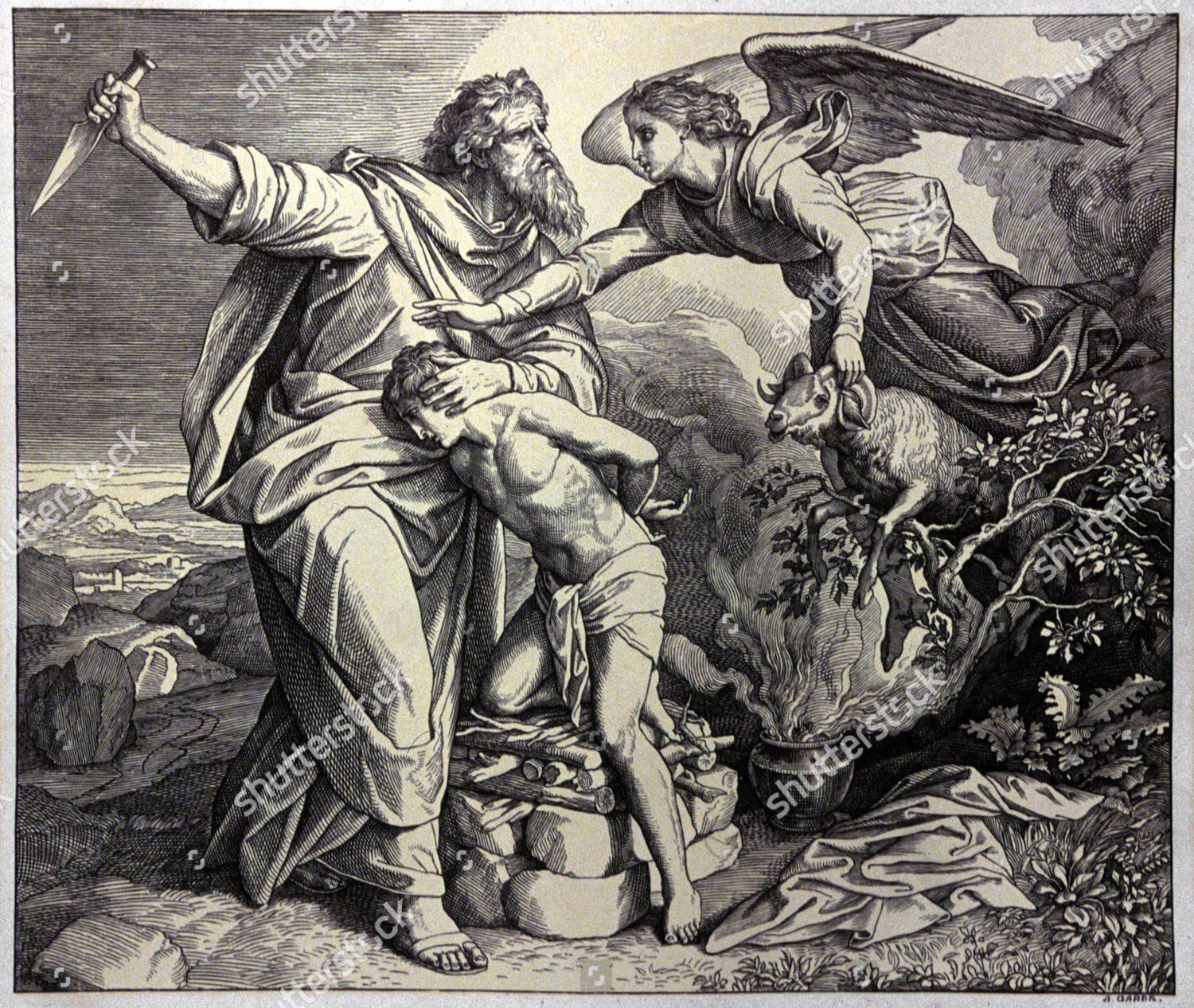Angel Spares Abraham Sacrificing His Son Editorial Stock Photo - Stock ...