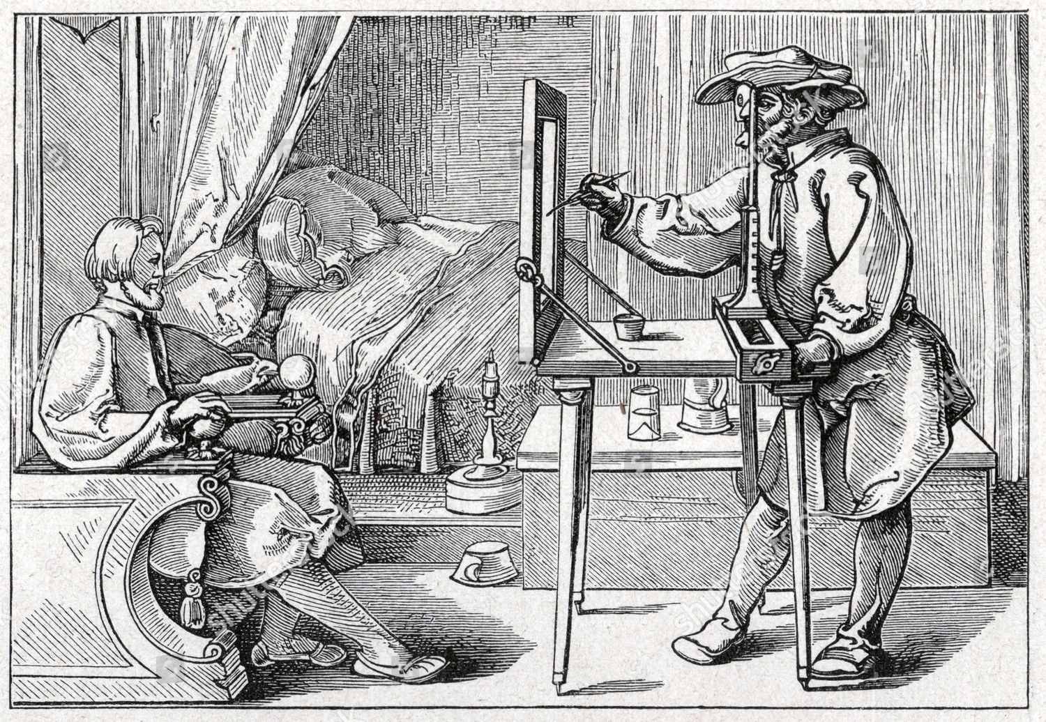 Portrait Painter Using Optical Machine Renaissance Editorial Stock ...