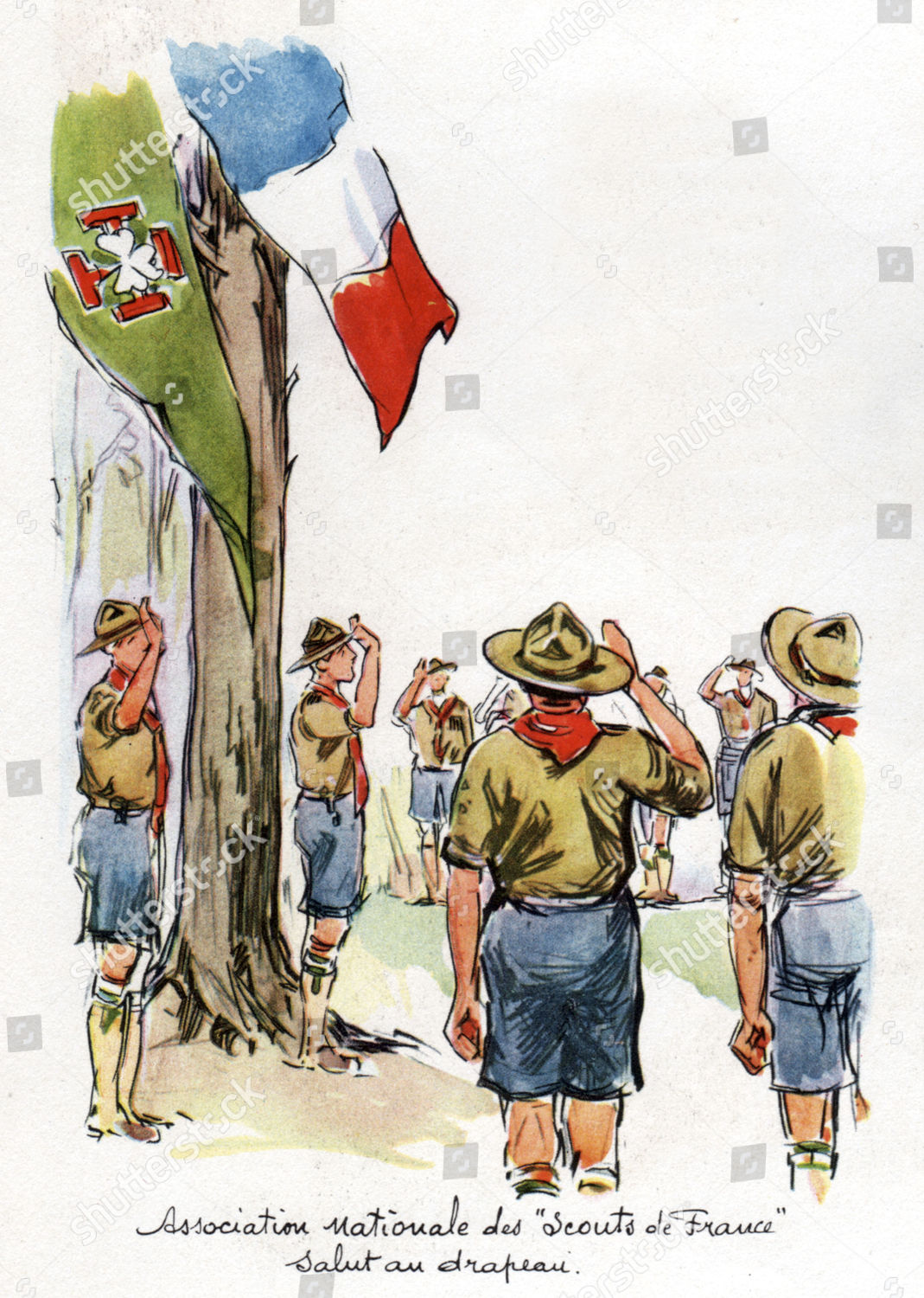 French Boy Scouts Salute Colours Illustration Editorial Stock Photo ...