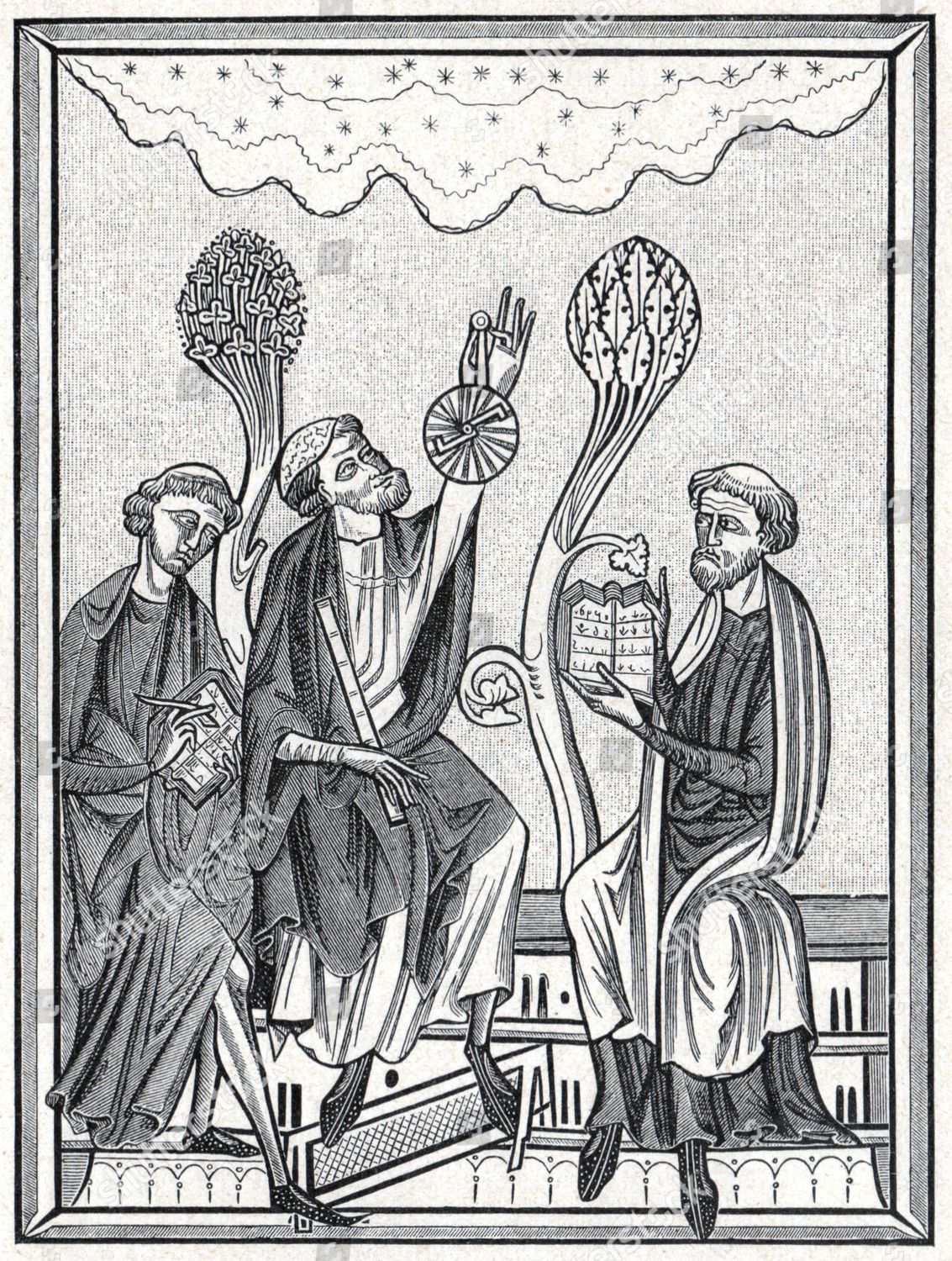 Astronomers Xiiith Century Engraving Inspired By Editorial Stock Photo ...