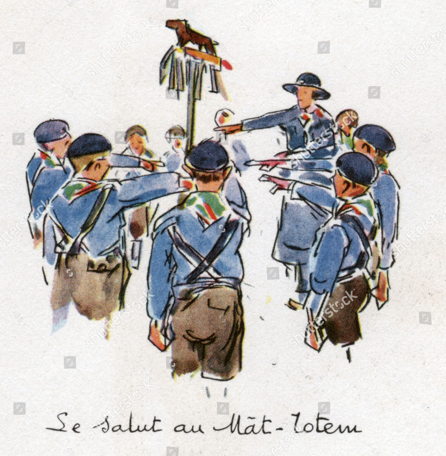 French Boy Scouts Scout Totem Illustration Editorial Stock Photo ...