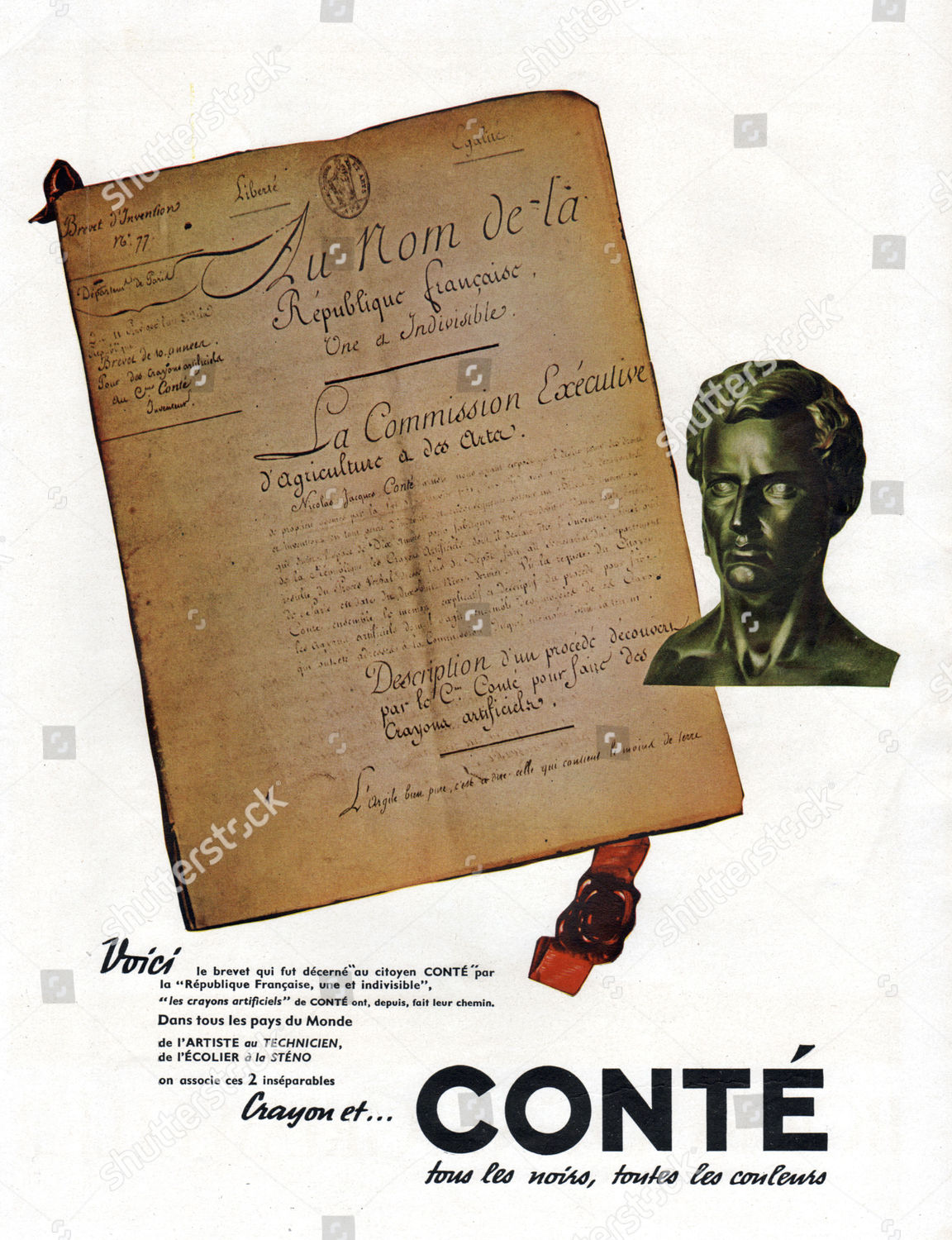 Nicolas Jacques Conte Patent Invention Modern Editorial Stock Photo ...