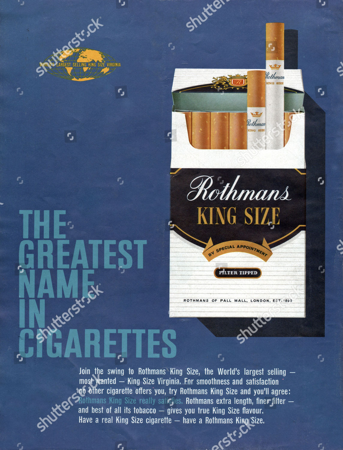 Cigarettes Rothmans King Size Advertisement Tobacco Editorial Stock ...