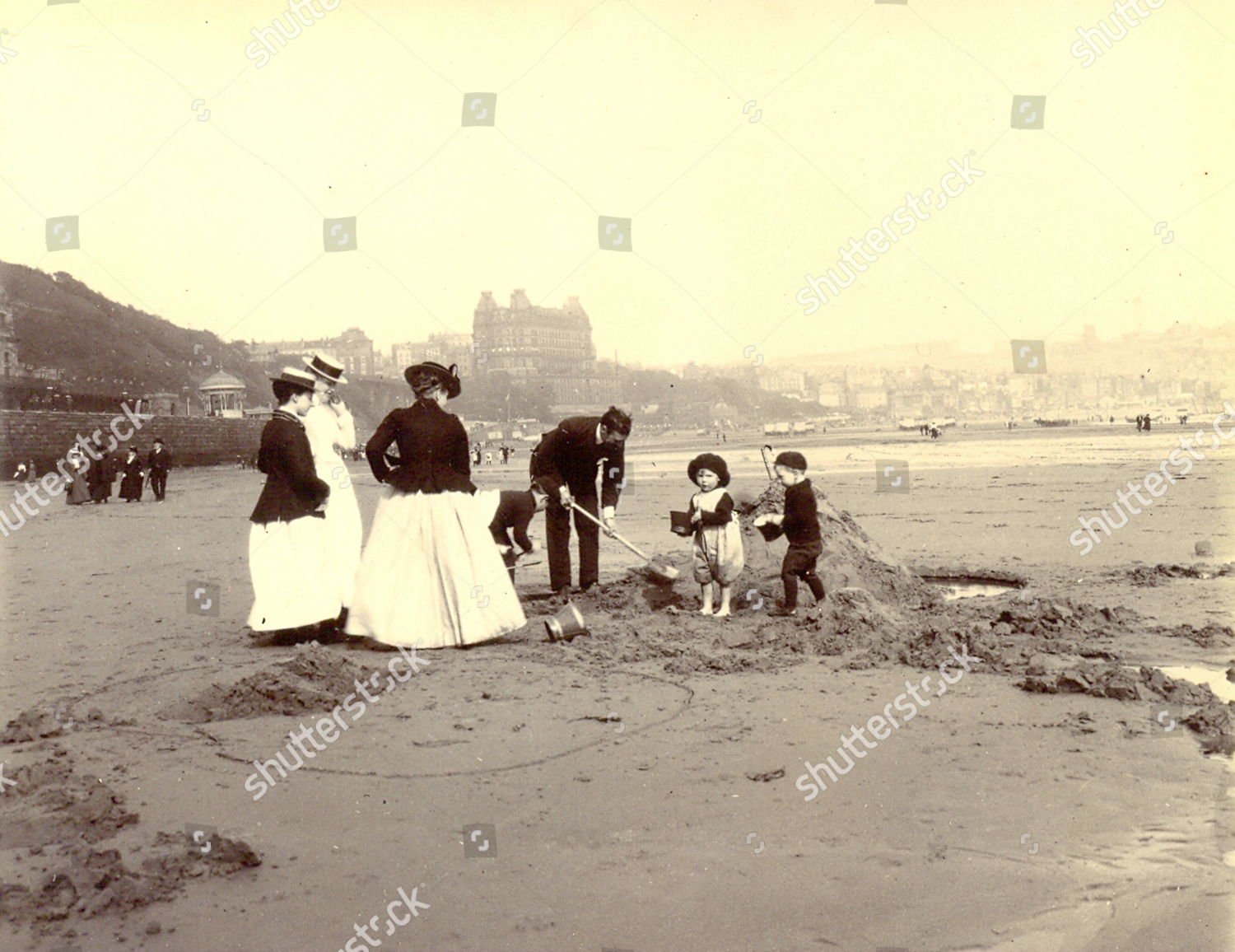 Digging Sandcastles On Scarborough Sands Scarborough Editorial Stock ...