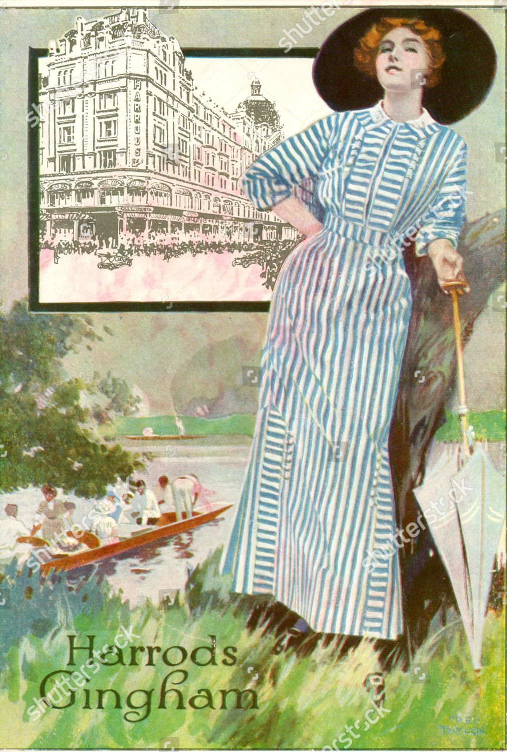 Advertisement Harrods Gingham 1908 Editorial Stock Photo - Stock Image ...