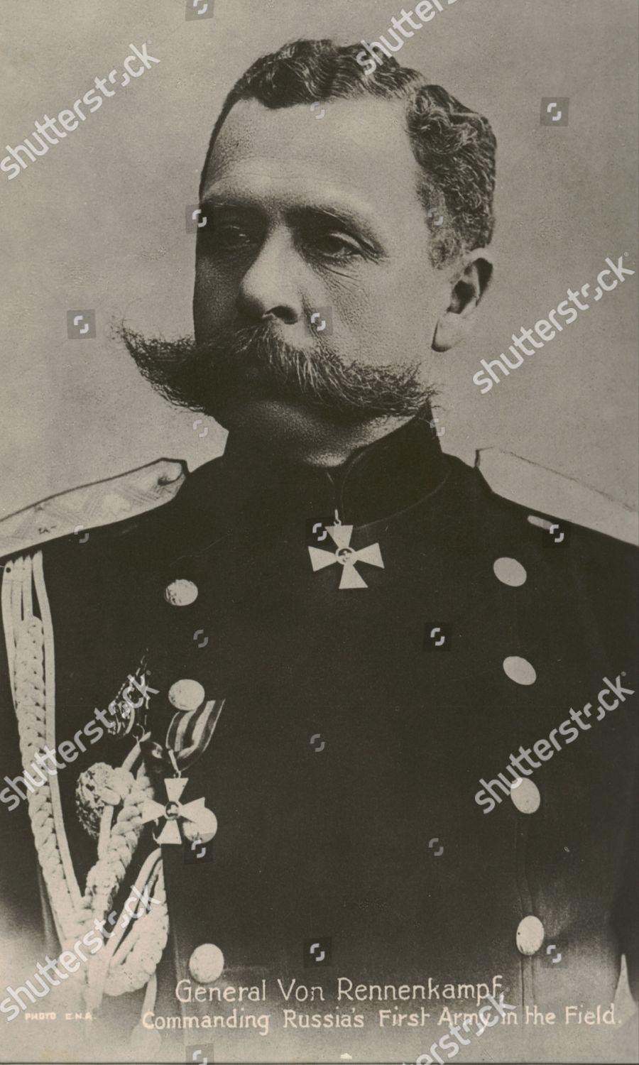 Photographic Postcard General Von Rennenkampf 18541918 Editorial Stock ...