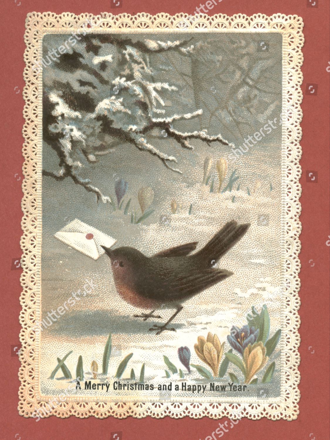Christmas Greeting Card Showing Robin Postman Editorial Stock Photo ...
