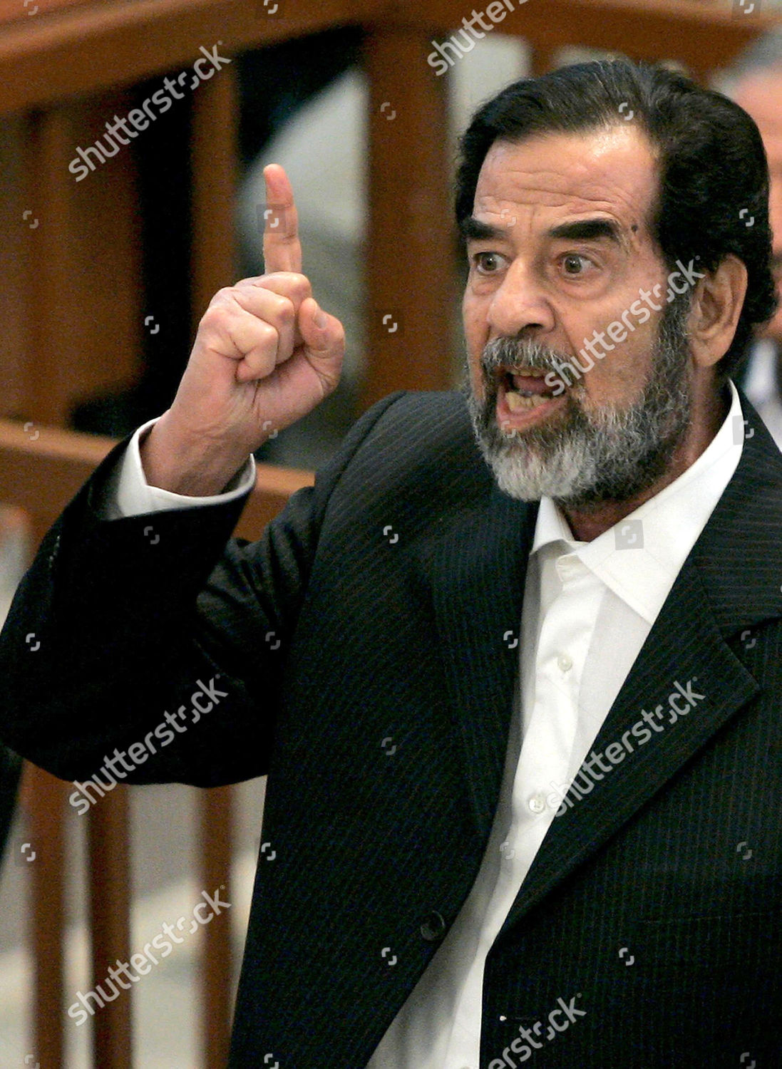 Ousted President Saddam Hussein Gestures He Editorial Stock Photo ...