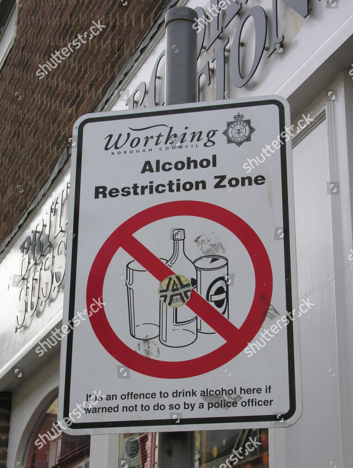 Alcohol Restriction Zone Warning Sign Covering Editorial Stock Photo ...