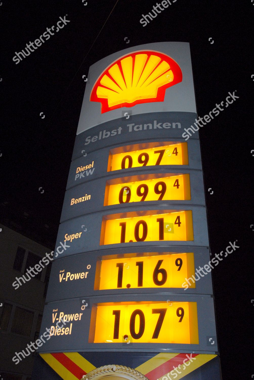 Fuel Price Display Sign Shell Garage Editorial Stock Photo - Stock ...