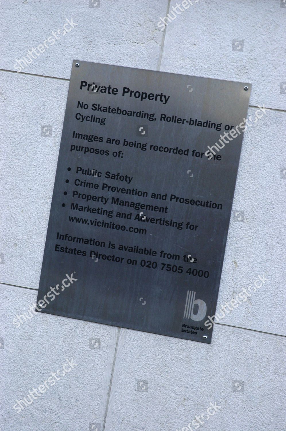 Broadgate Estates Private Property Sign Indicating Editorial Stock ...