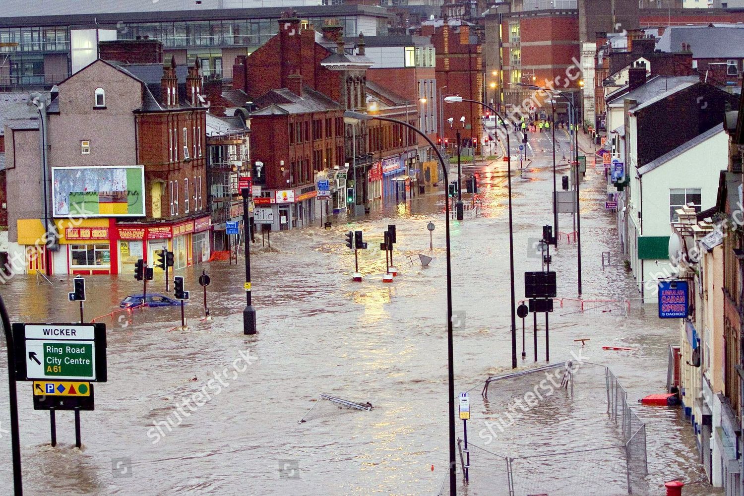 Flooding Sheffield Town Centre Caused By Editorial Stock Photo - Stock ...