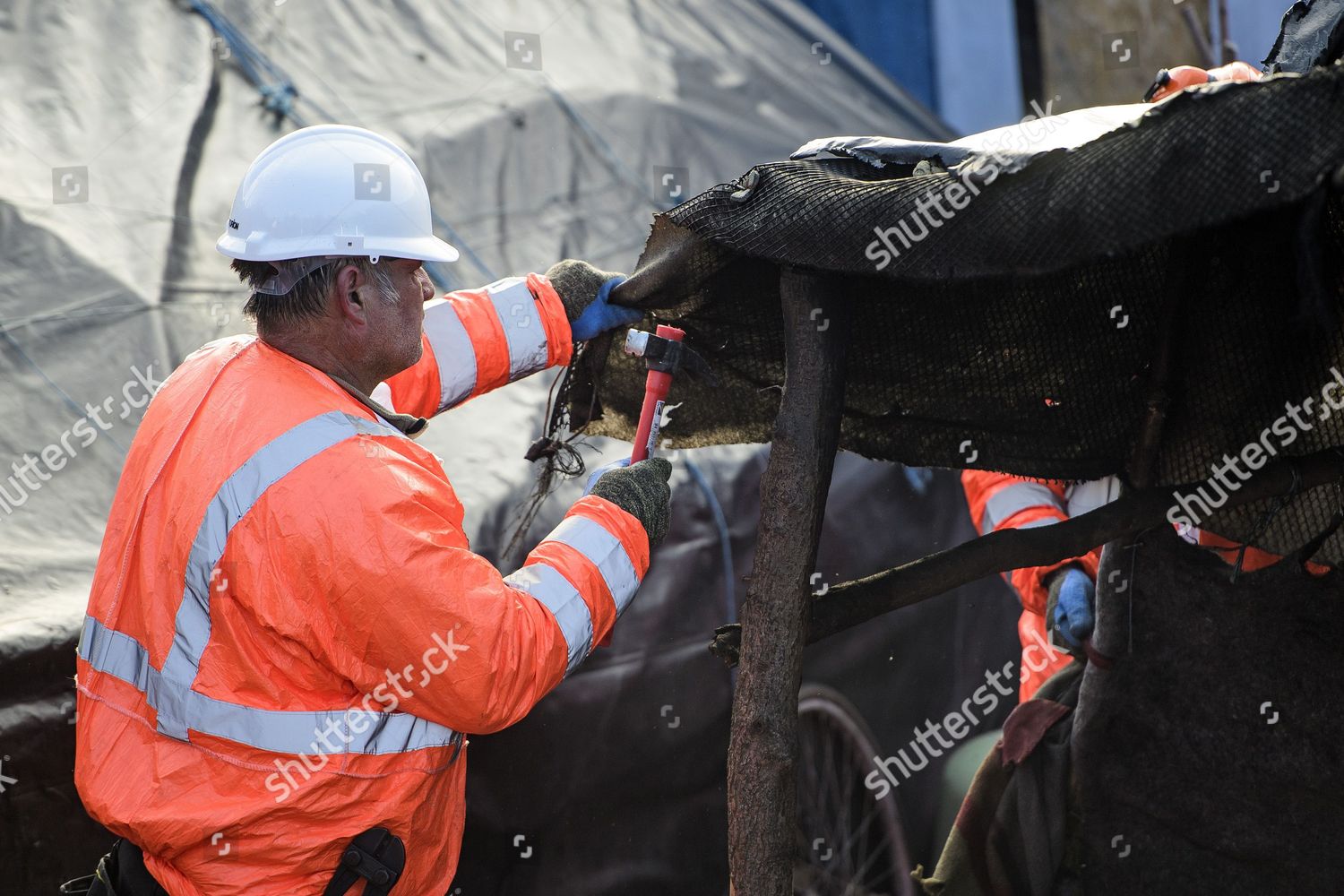 Workmen Remove Temporary Tents Buildings Demolition Editorial Stock ...