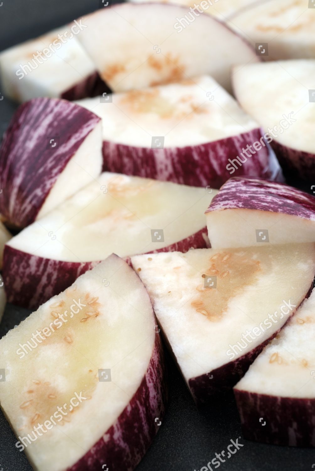 Fresh Sliced Aubergine Solanum Melongena Variety Editorial Stock Photo ...