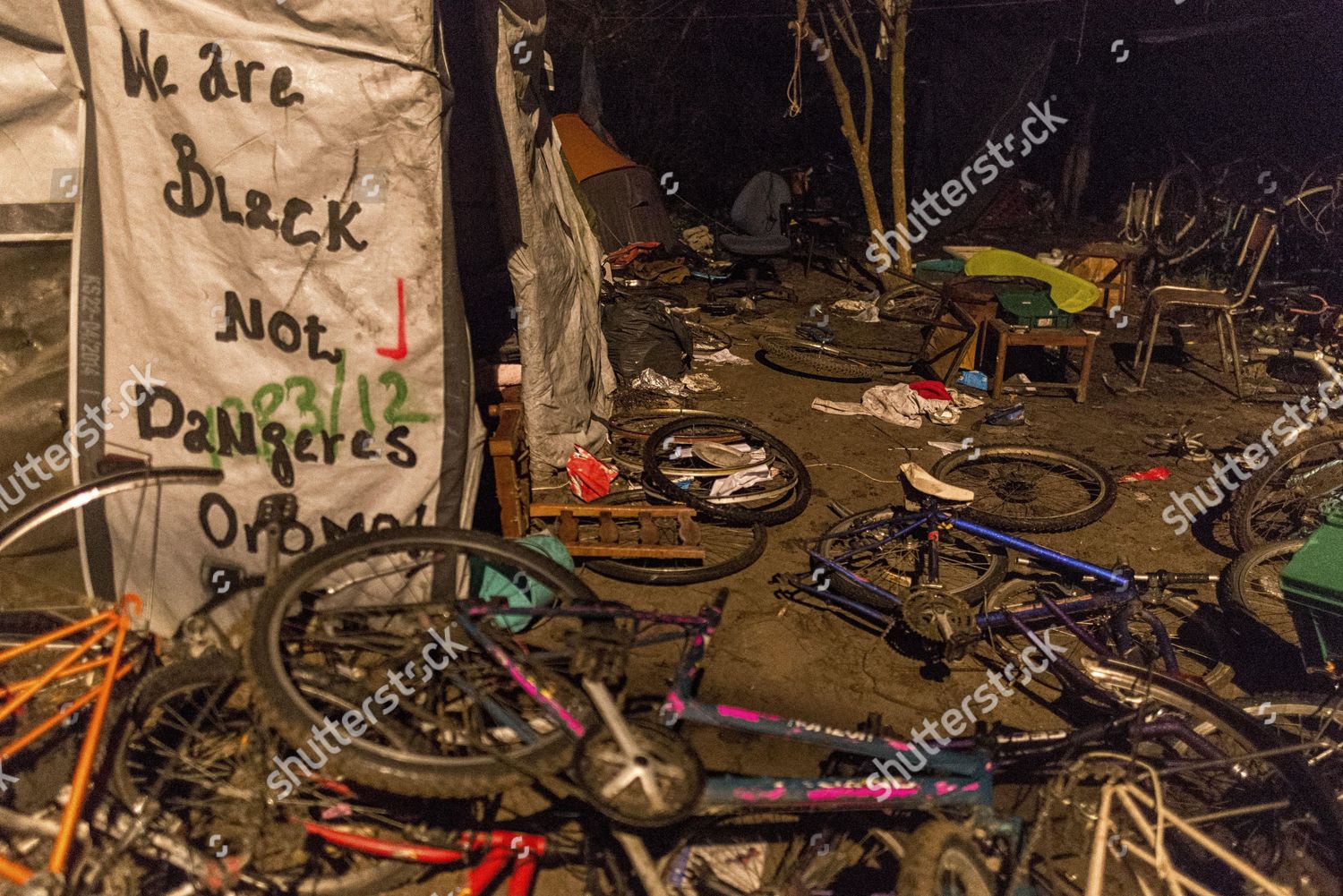 Bicycle Repair Area Jungle Camp Calais Editorial Stock Photo - Stock ...