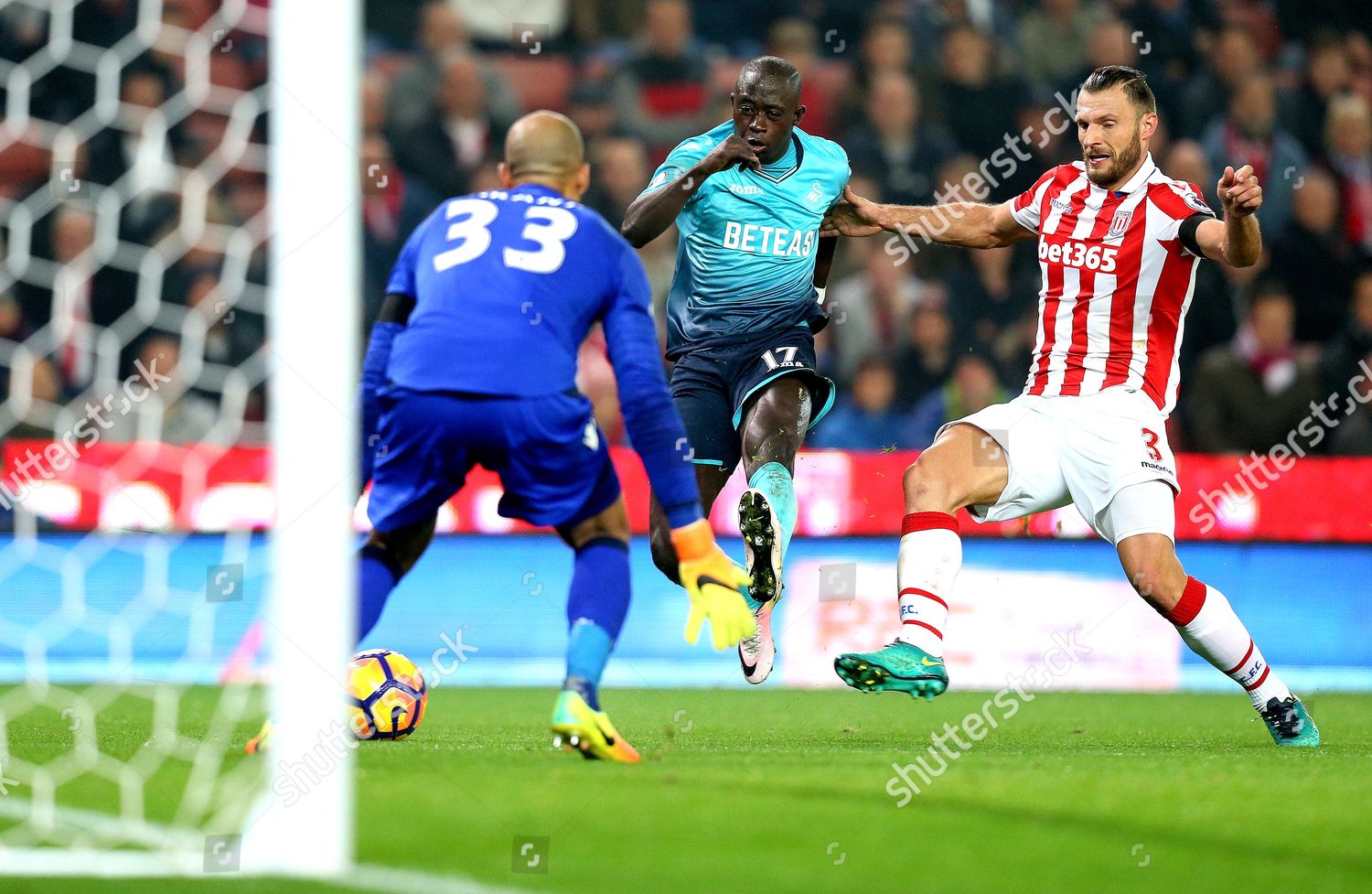 Modou Barrow Swansea City Shoots Goal Editorial Stock Photo - Stock ...