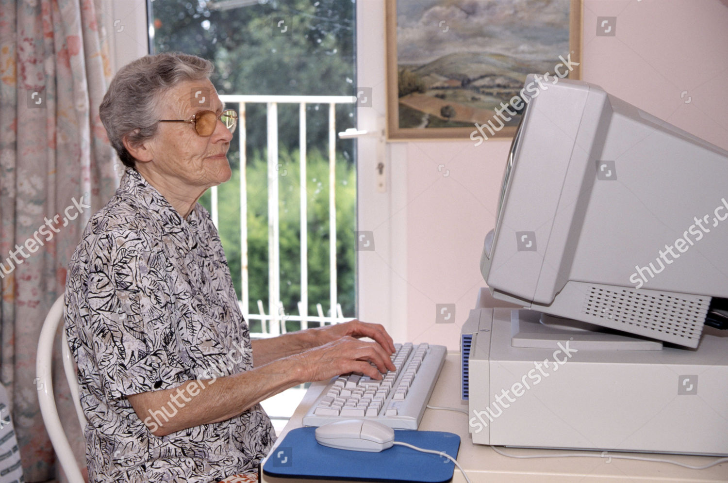 Elderly Lady Using Computer Editorial Stock Photo - Stock Image ...