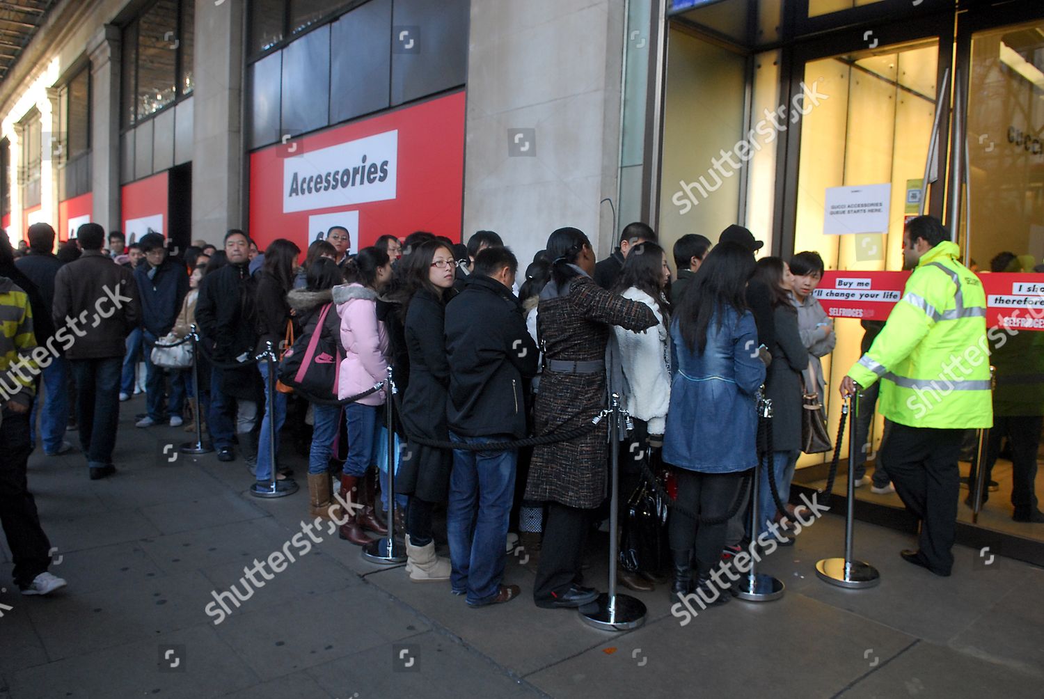 Customers Queue Outside Selfridges Store Gucci Editorial Stock Photo ...