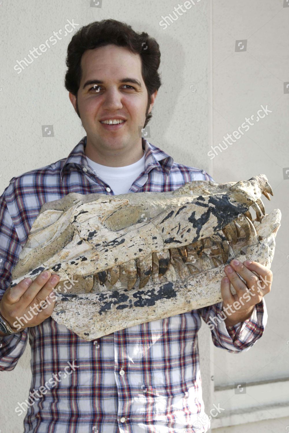 Joshua Chait Holding Rare Tyrannosaurid Skull Editorial Stock Photo ...