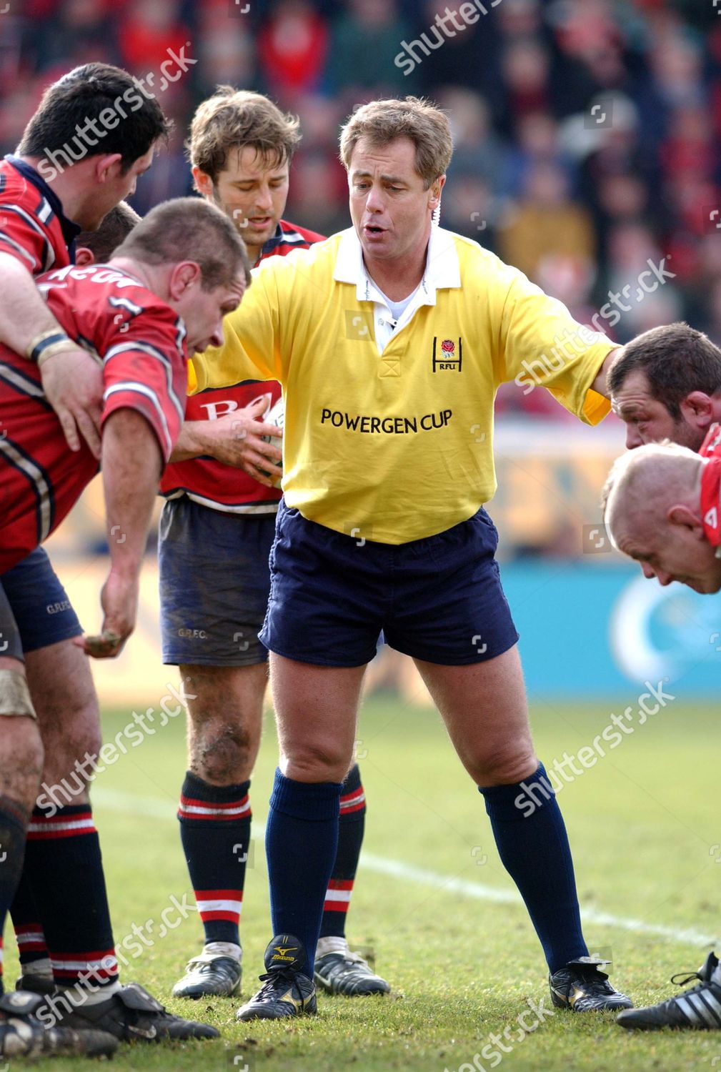 Referee Steve Lander Adujicates Scrum Gloucester Editorial Stock Photo ...
