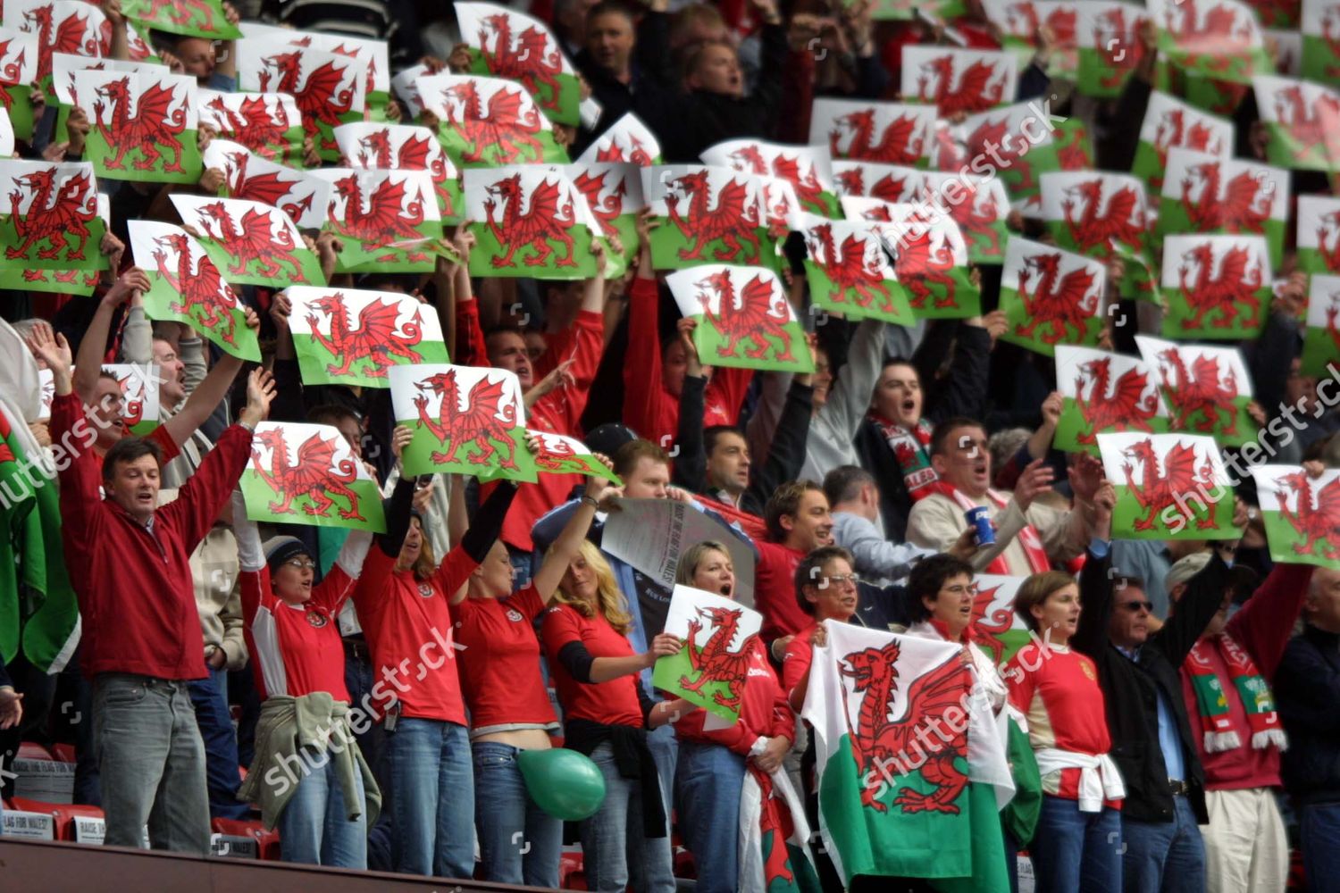 Welsh Fans Sing National Anthem England Editorial Stock Photo - Stock ...