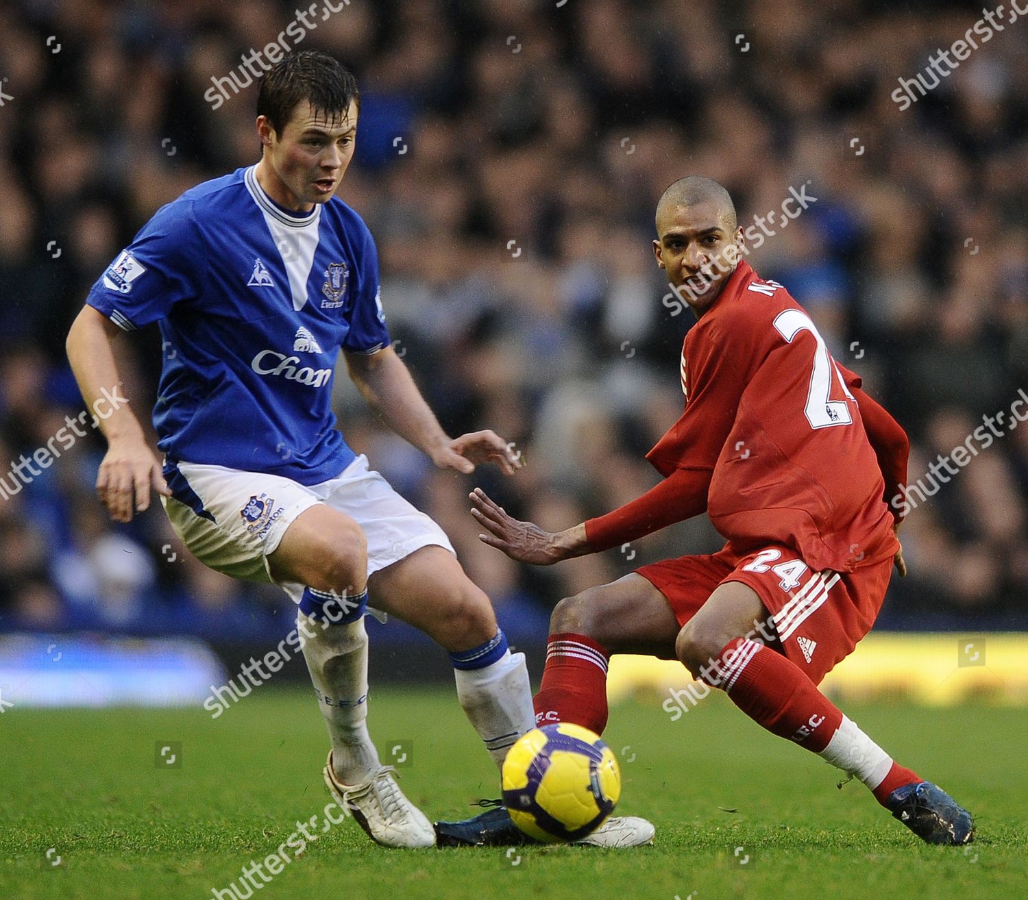 Liverpools David Ngog Evertons Leighton Baines Editorial Stock Photo ...