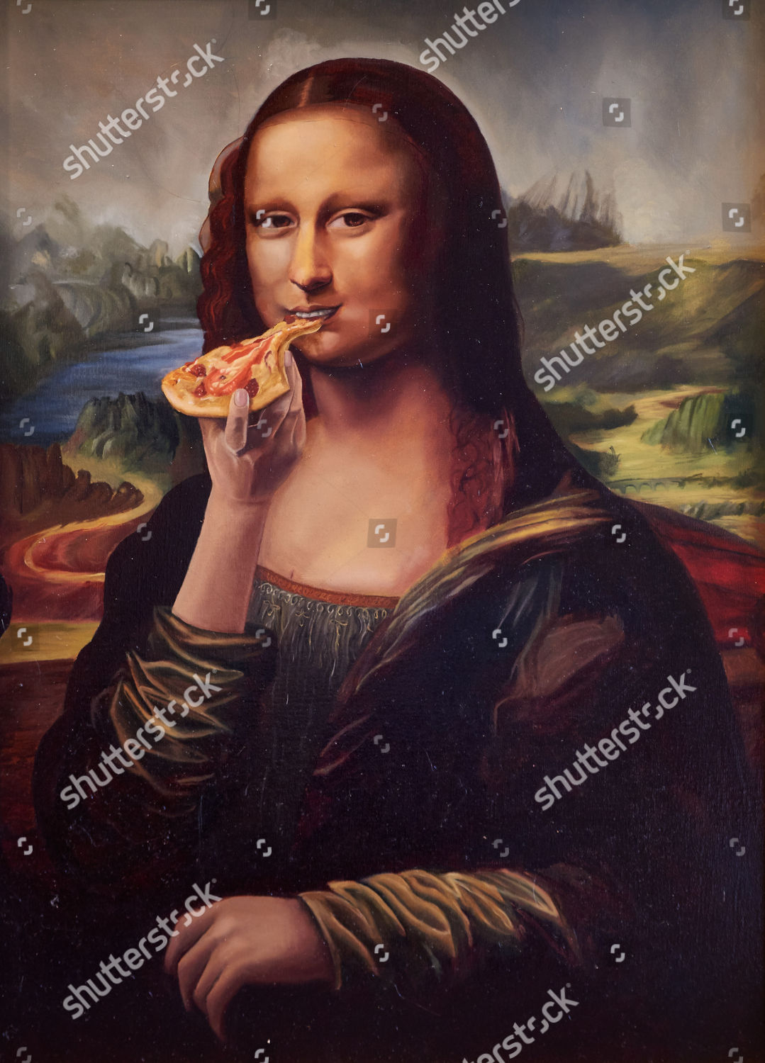 Mona Lisa Eating Pizza Editorial Stock Photo - Stock Image | Shutterstock