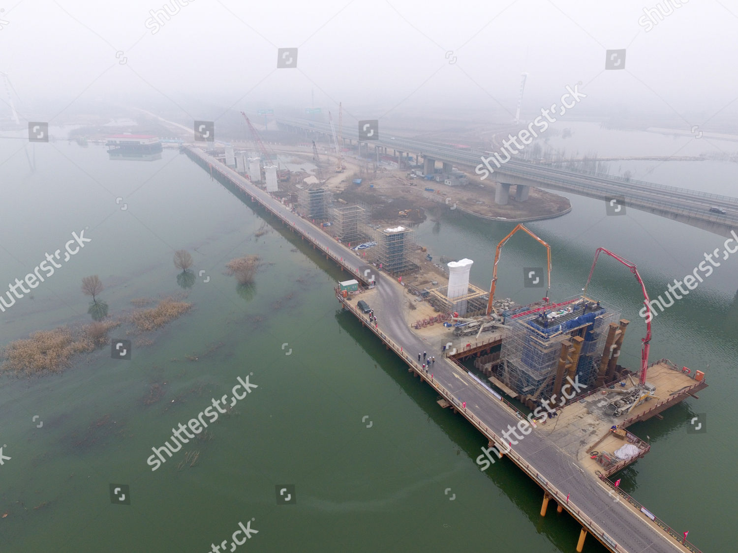 Pier Concrete Pouring Construction Site Guanting Editorial Stock Photo ...