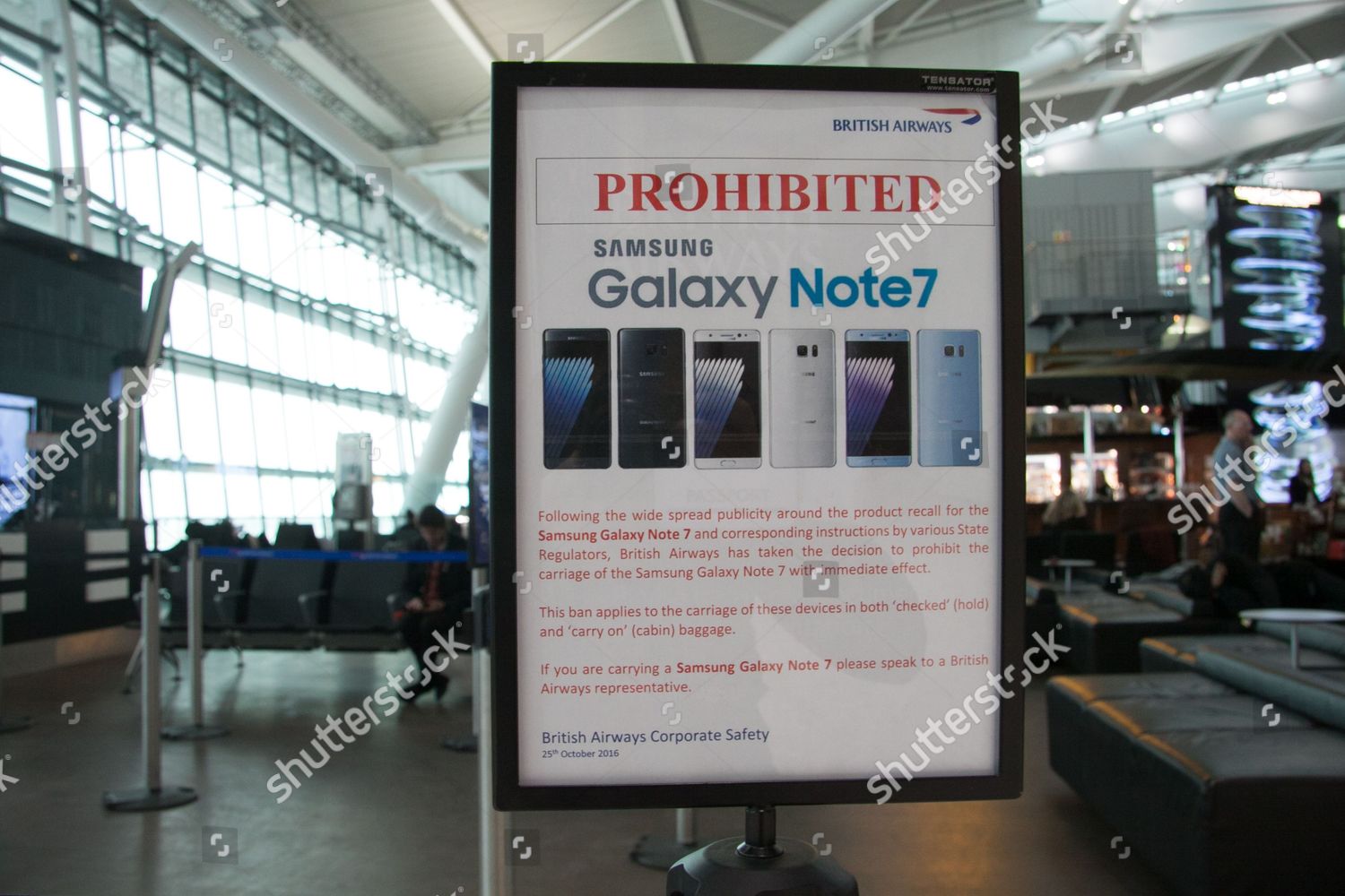 Sign Heathrow Airport Banning Samsung Galaxy Editorial Stock Photo - Stock Image | Shutterstock