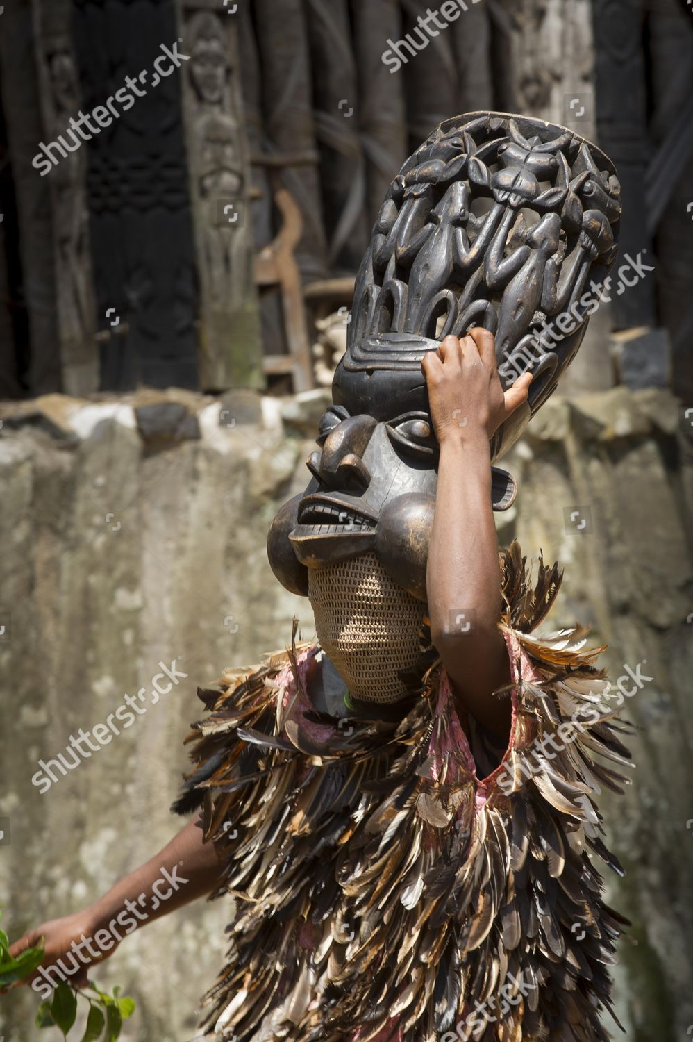 Dancer Traditional Clothing Wearing Carved Mask Editorial Stock Photo ...