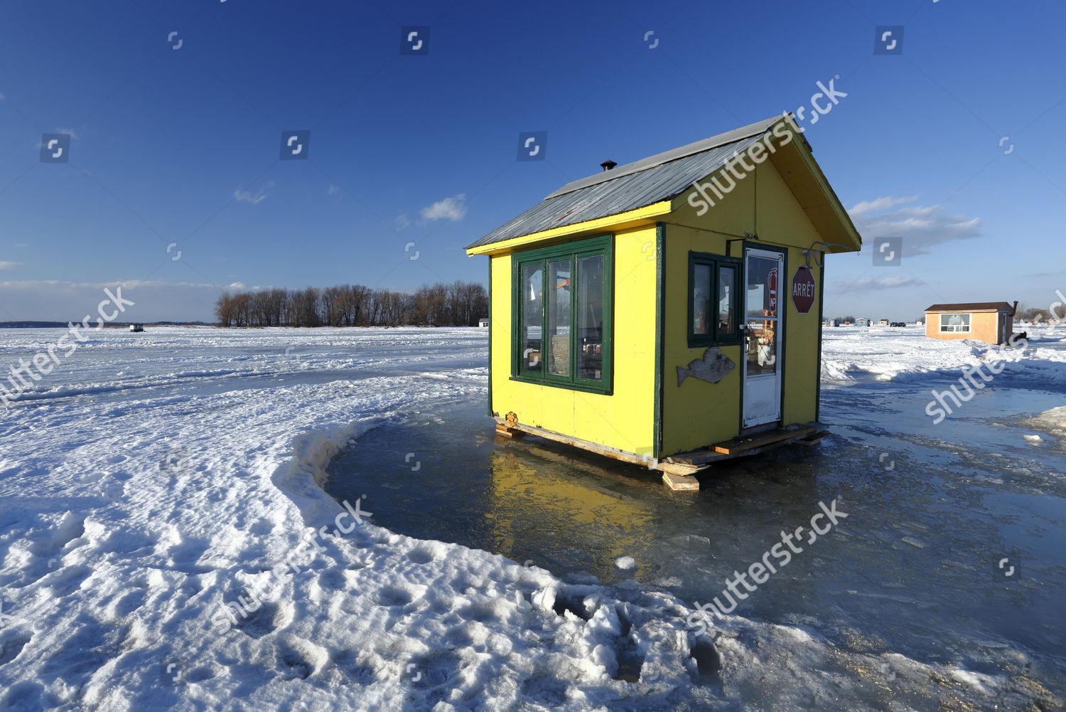 Ice Fishing Cabin On Frozen Saint Editorial Stock Photo - Stock Image ...