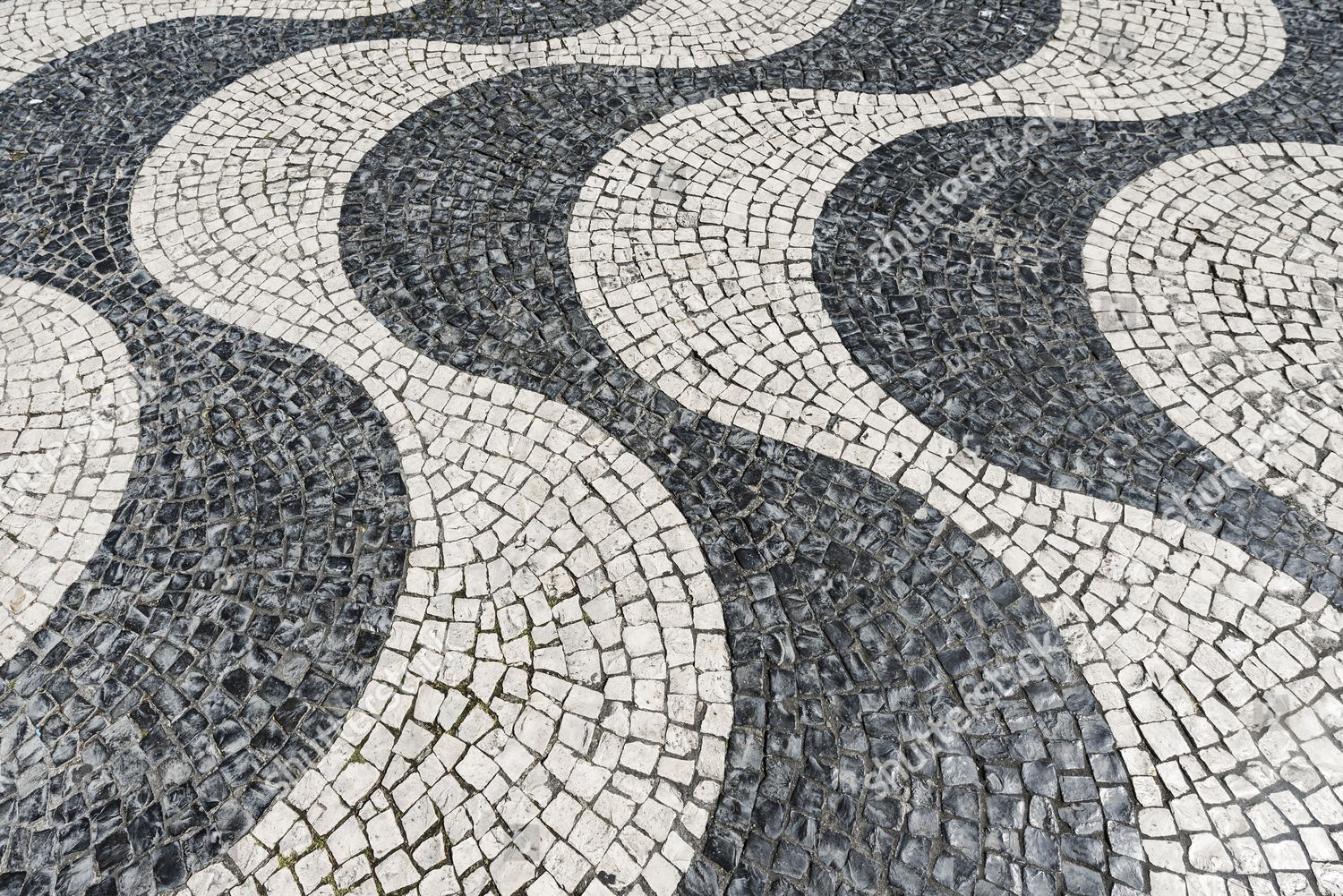 Wavy Pattern Pavement Black White Cobblestones Editorial Stock Photo ...