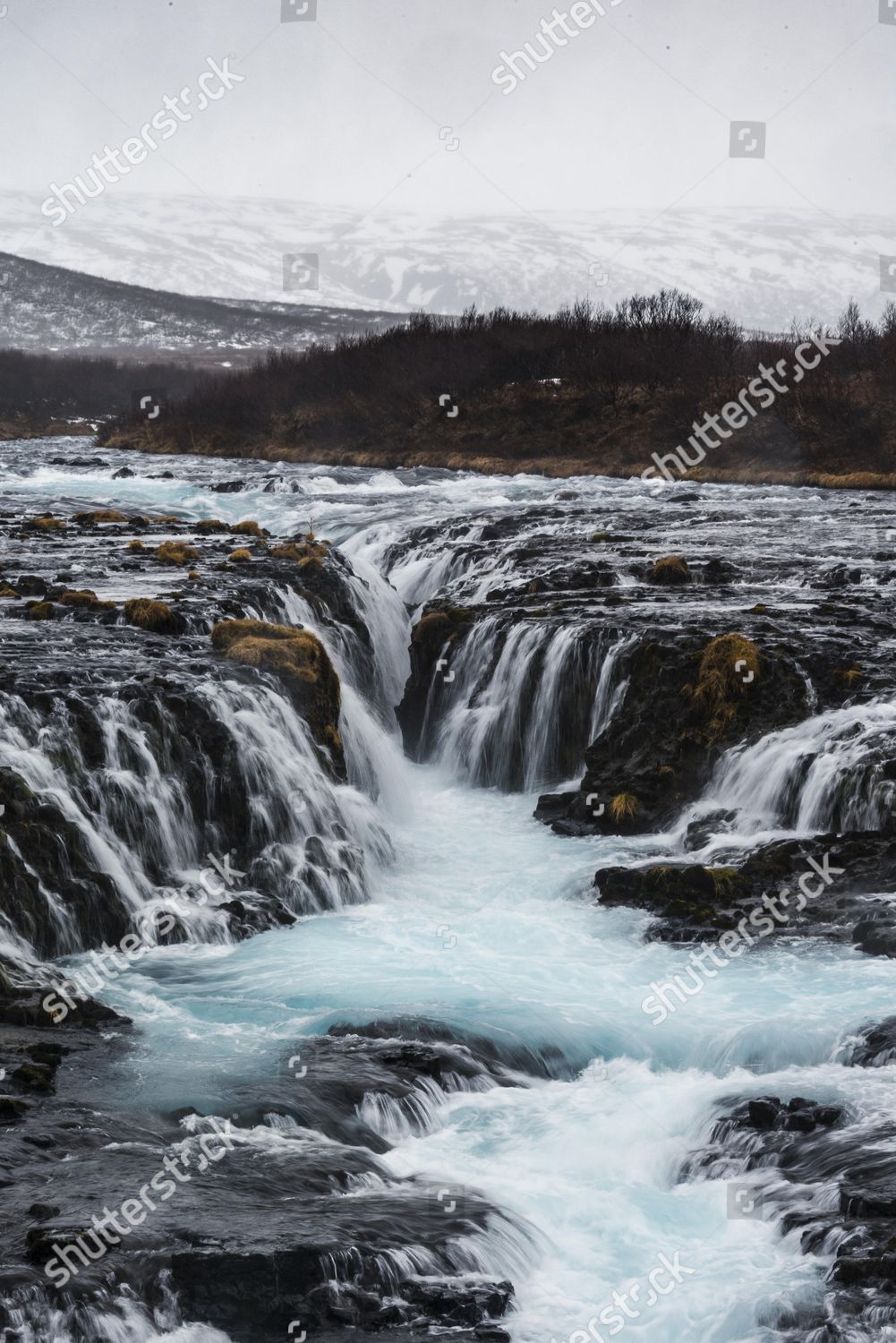 Bruarfoss Waterfall Winter Selfoss Southern Region Editorial Stock ...