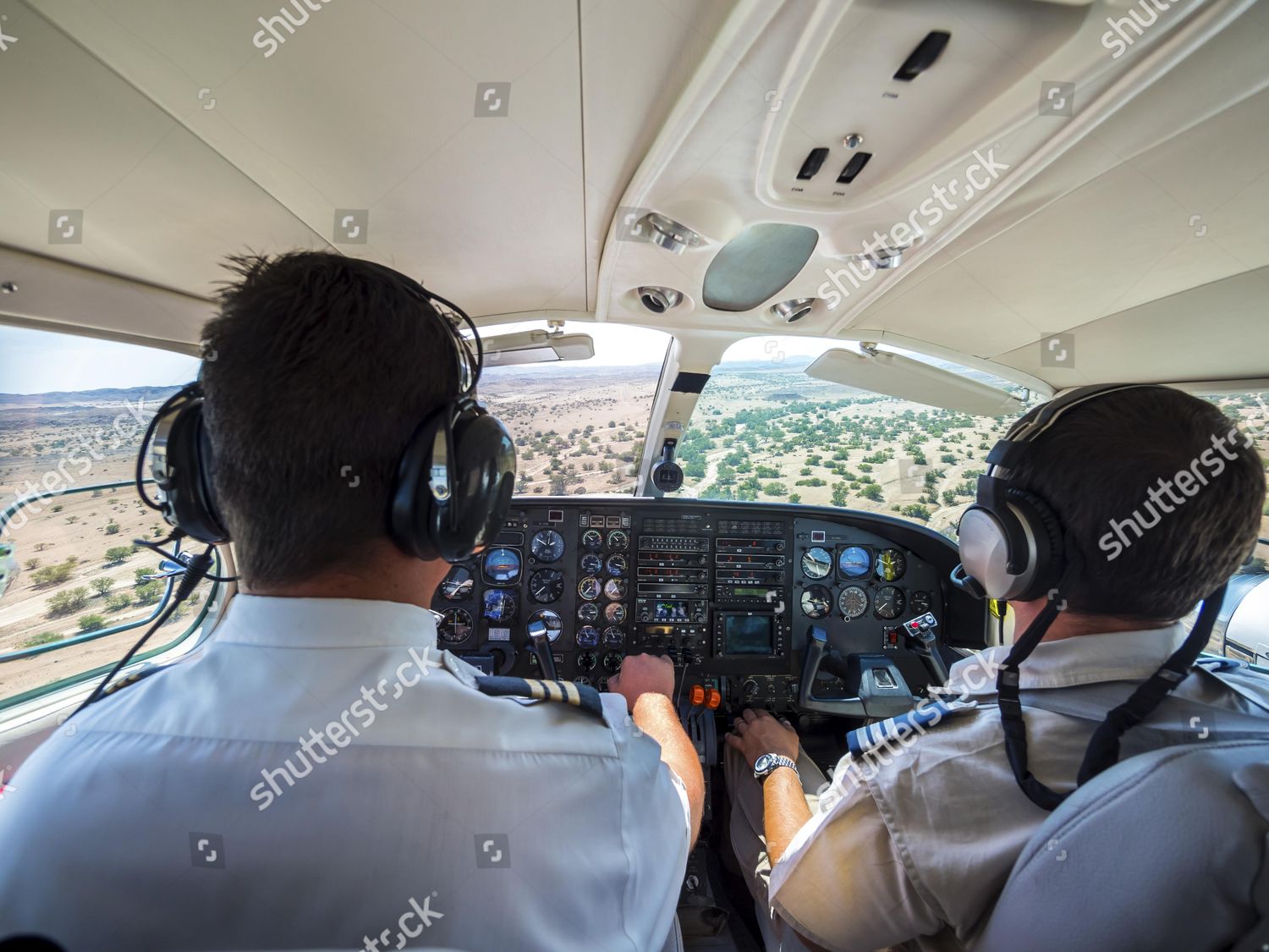 Two Pilots Cockpit Controlling Small Aircraft Editorial Stock Photo ...