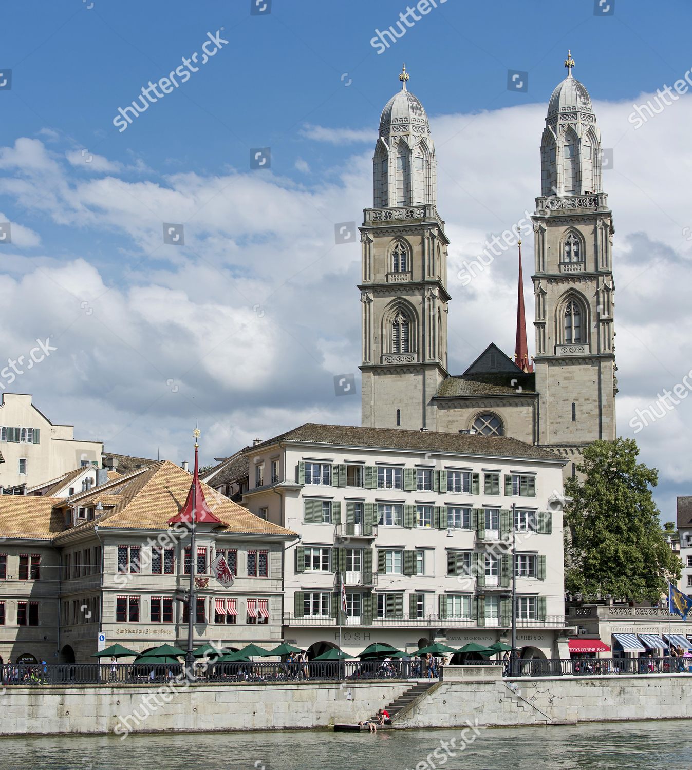 Limmat River Limmatquai Twin Towers Grossmuenster Editorial Stock Photo ...