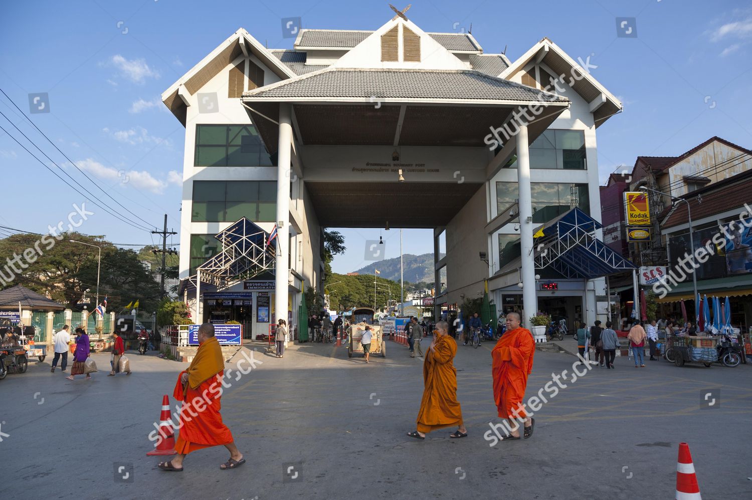Monks Walking Front Border Post Between Editorial Stock Photo - Stock ...
