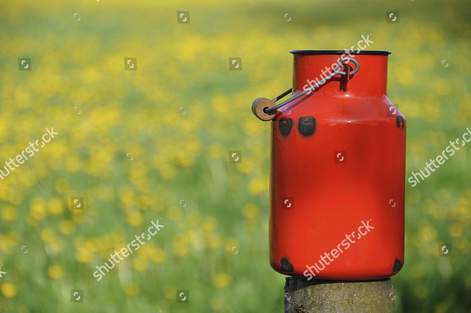 Old Red Milk Can Churn Front Editorial Stock Photo - Stock Image ...