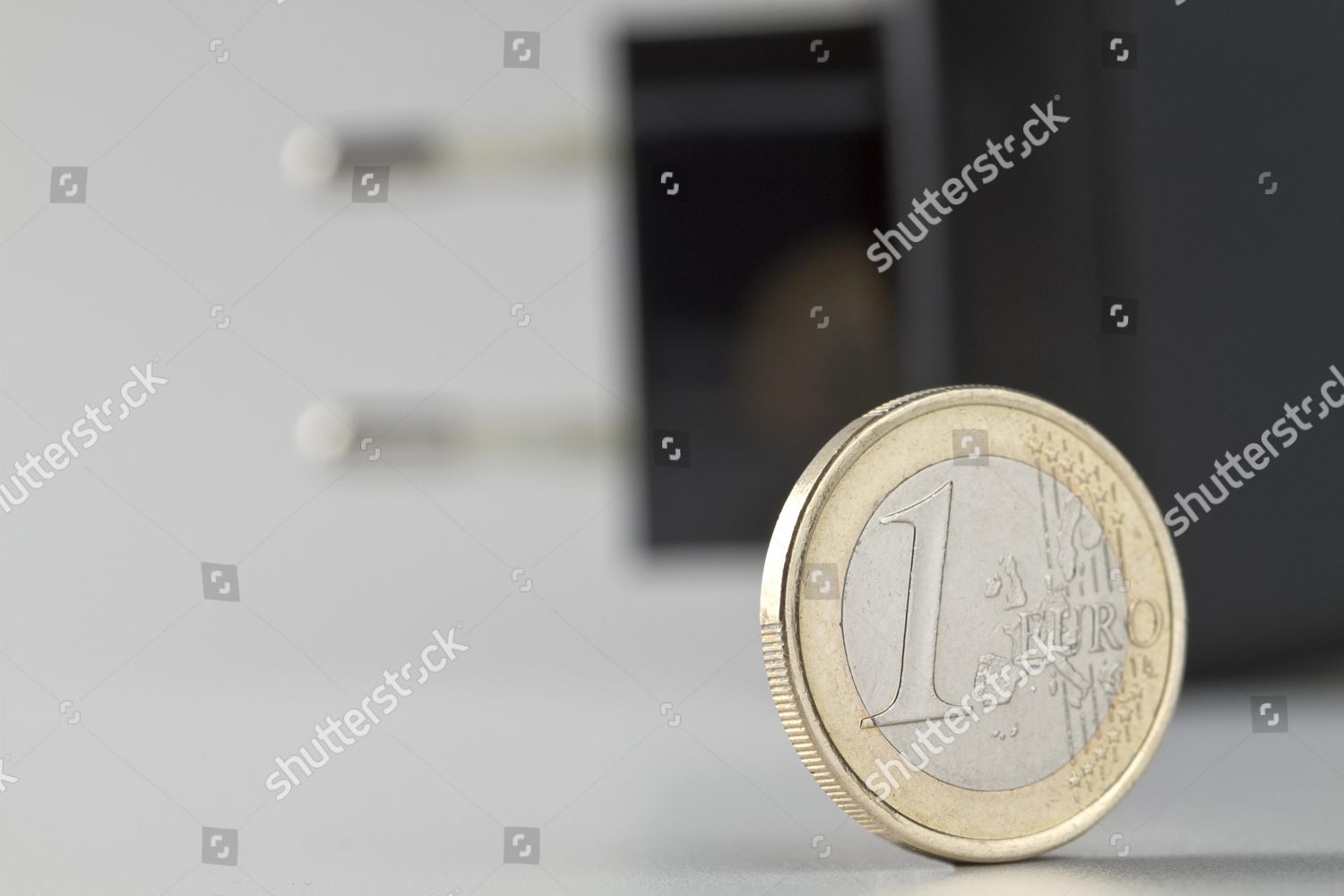 Oneeurocoin Power Plug Back Symbolic Image Editorial Stock Photo ...
