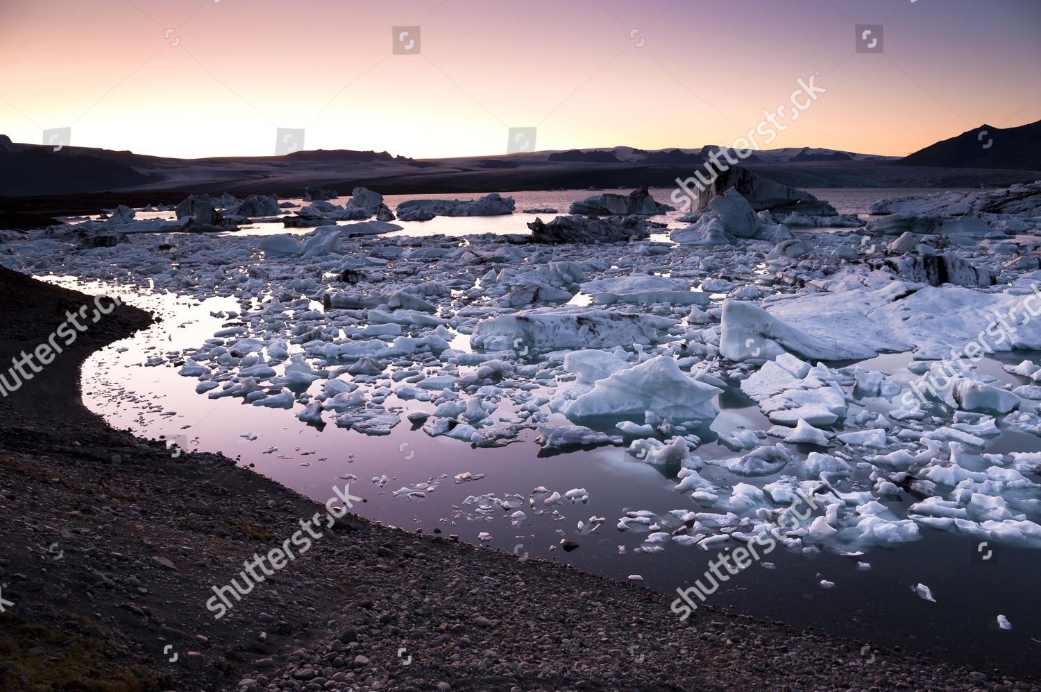 Blue Black Icebergs Ice Crystals Evening Editorial Stock Photo - Stock ...