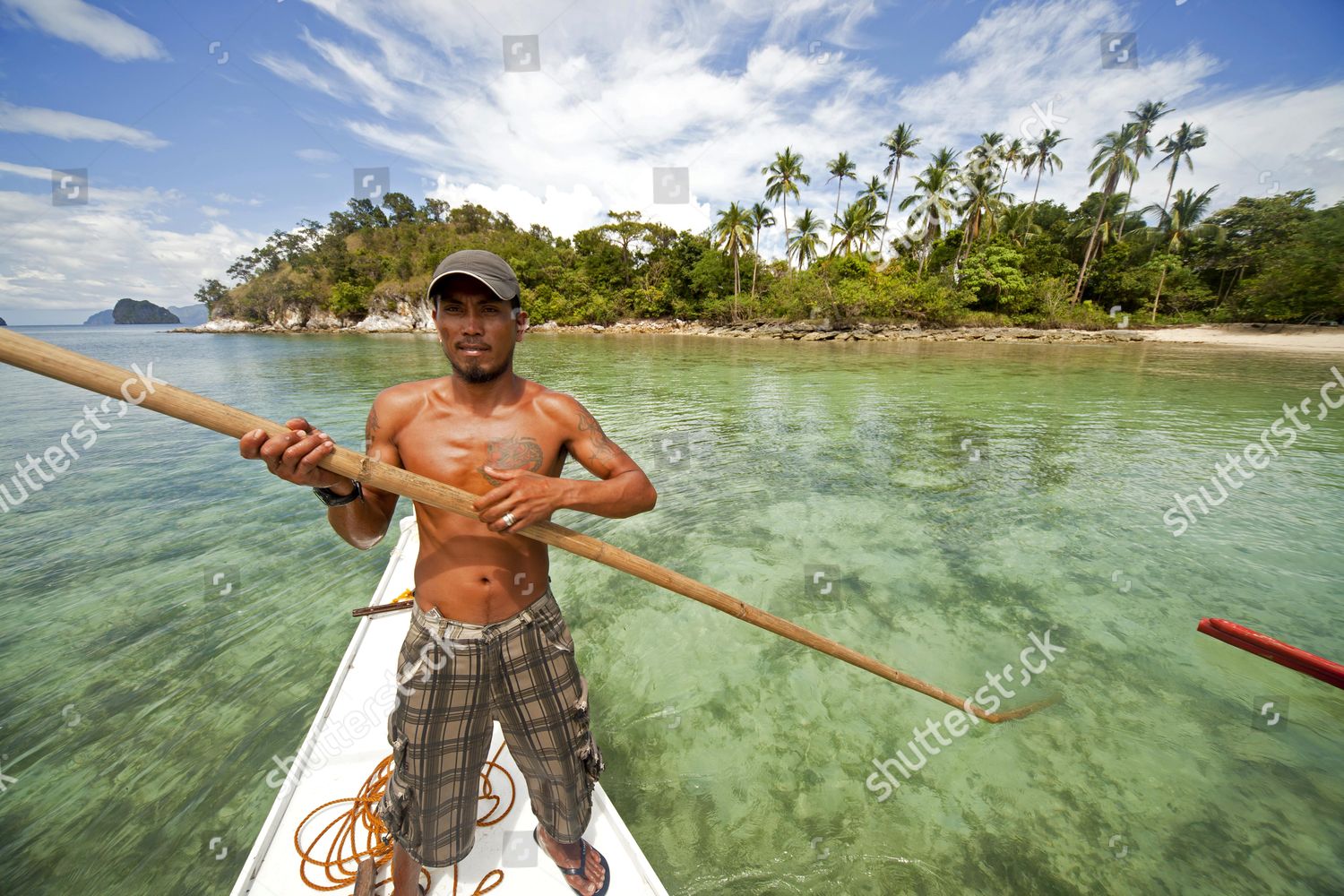 Boatsman Traditional Outrigger Boat On Departure Editorial Stock Photo ...