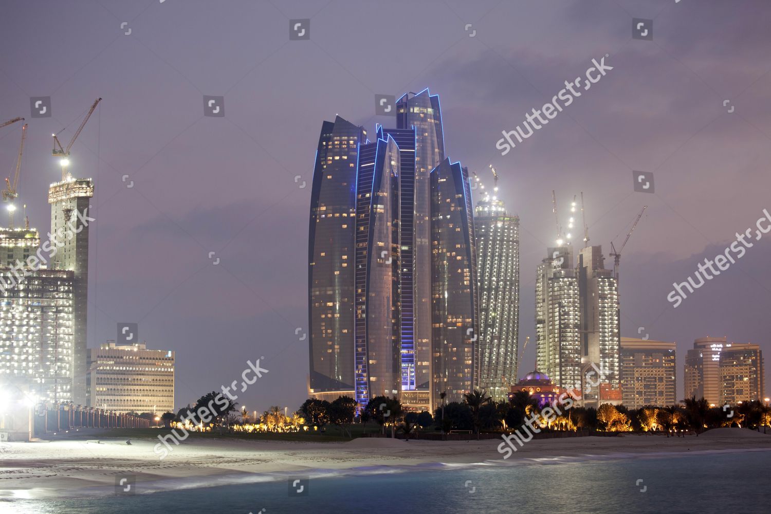 Newly Built Illuminated Etihad Towers On Editorial Stock Photo - Stock ...