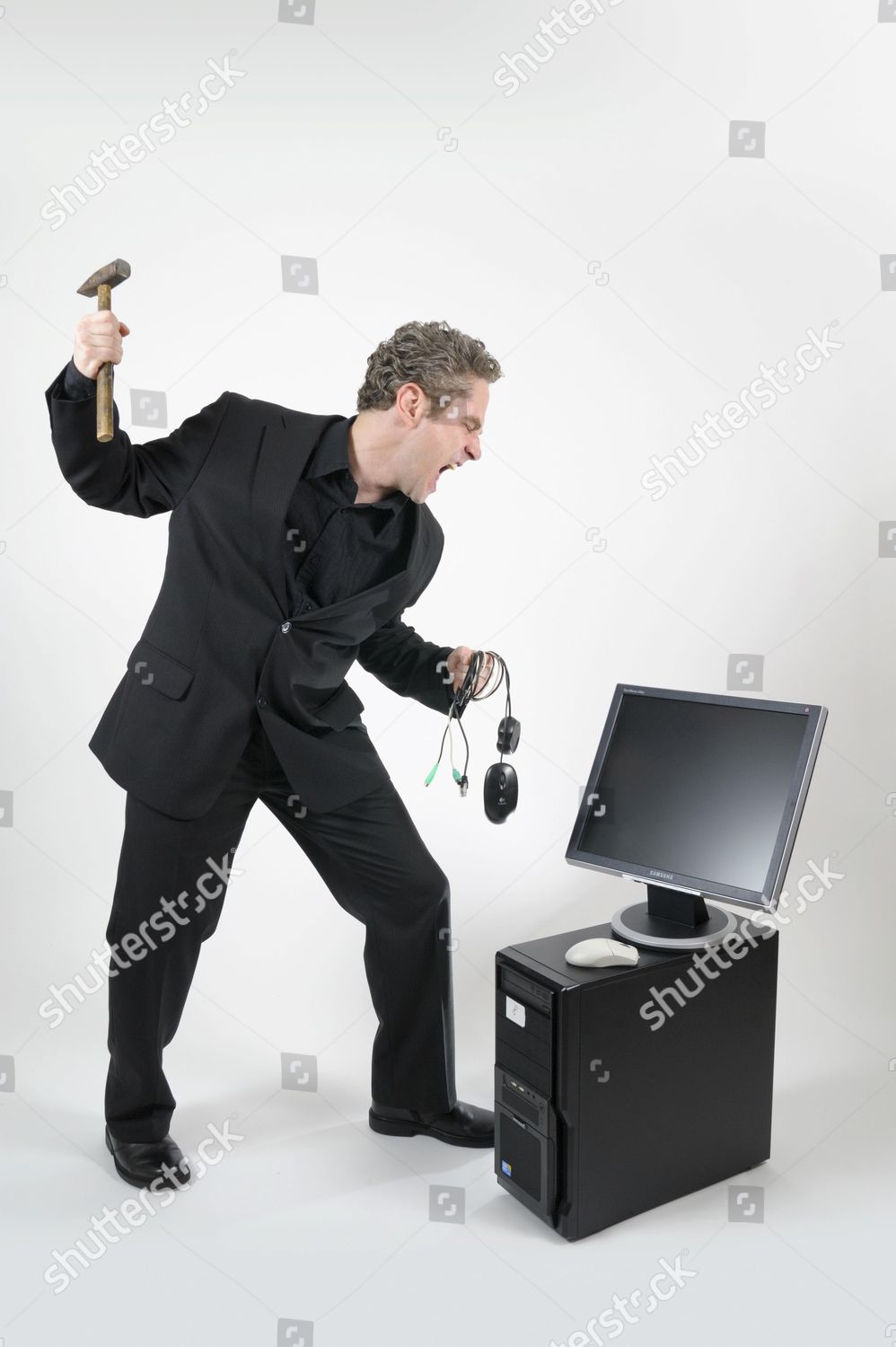Model Released Young Businessman Hitting Computer Editorial Stock Photo ...