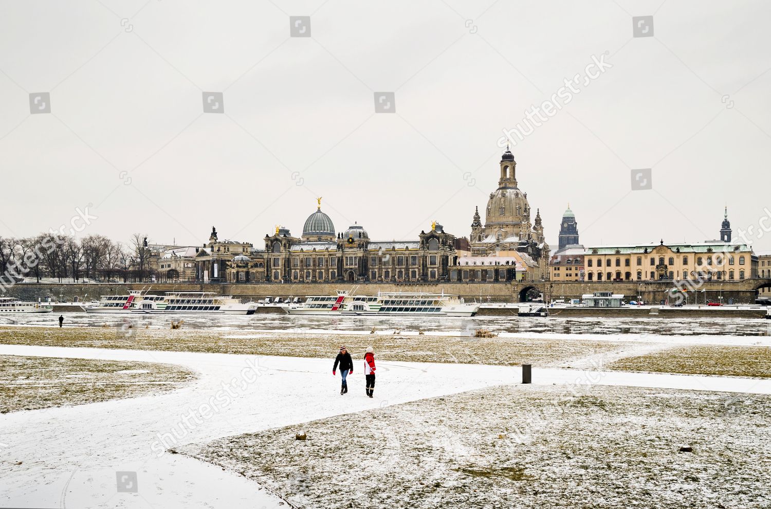 Bank Elbe River Dresden Snow Elbe Editorial Stock Photo - Stock Image ...