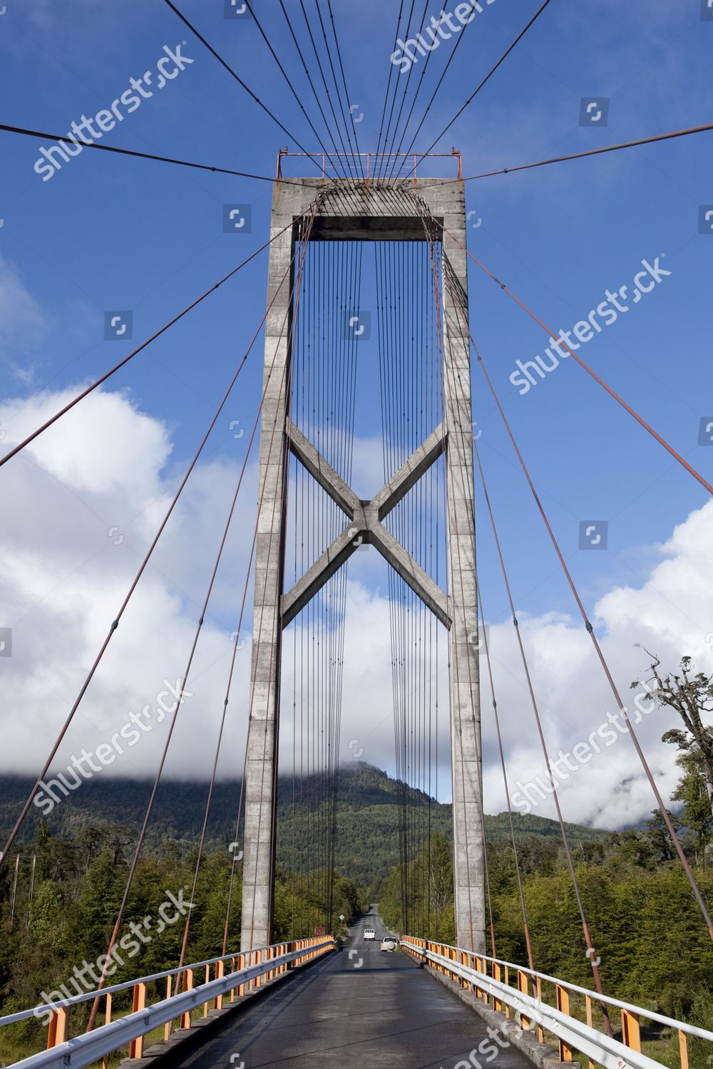 Suspension Bridge On Lake Lago Yelcho Editorial Stock Photo - Stock ...