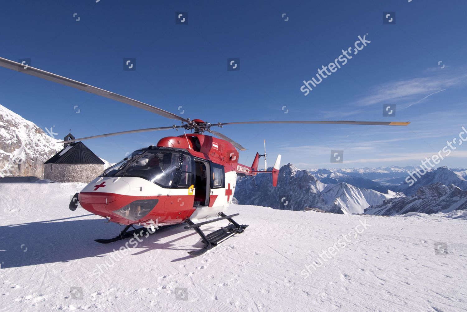 Red Cross Helicopter Zugspitze Highest Point Editorial Stock Photo ...