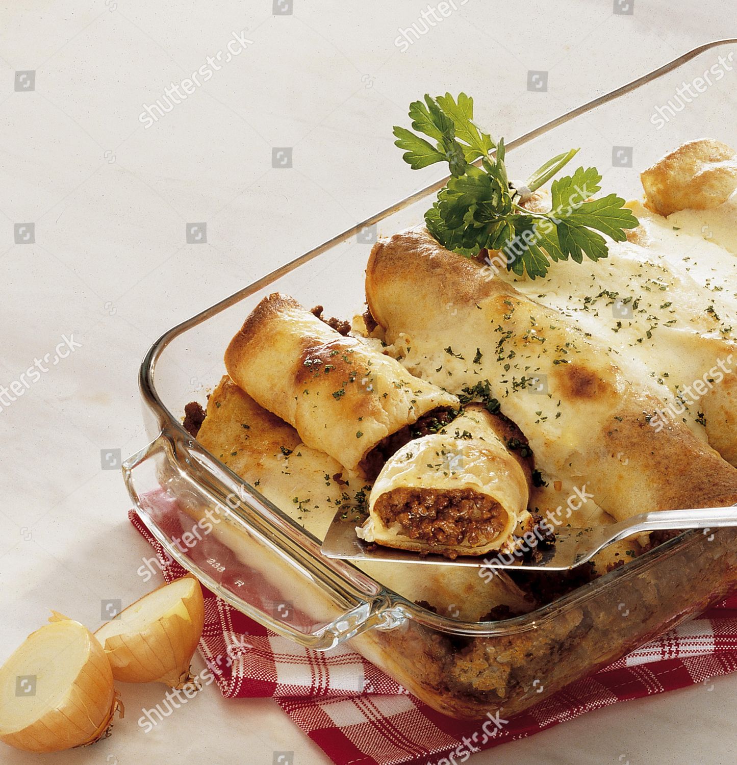 Baked Pancakes Palatschinken Spicy Minced Beef Editorial Stock Photo ...