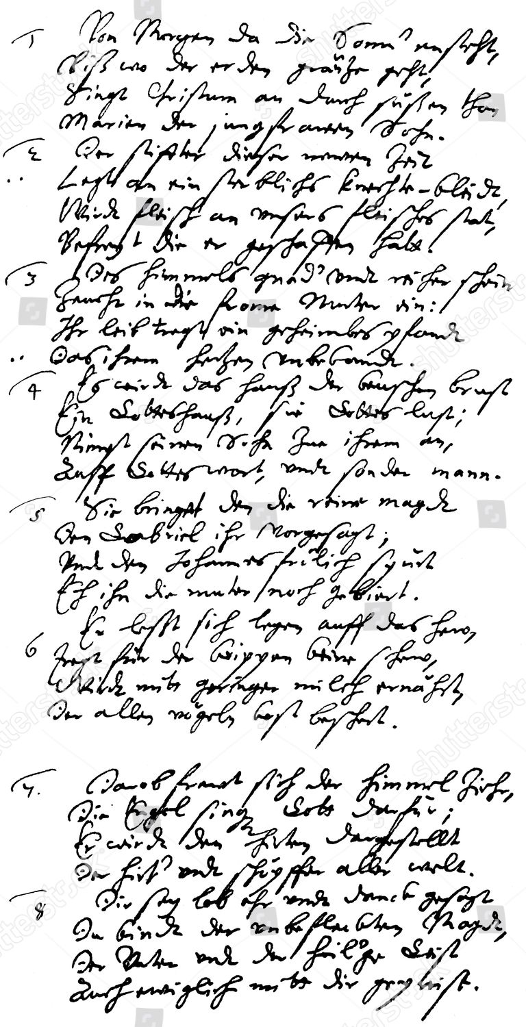 Historic Manuscript Poem By Martin Opitz Editorial Stock Photo - Stock ...