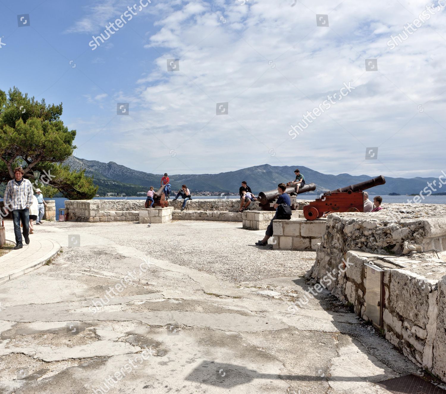 Historic Centre Korcula Cannons Outside Castle Editorial Stock Photo ...