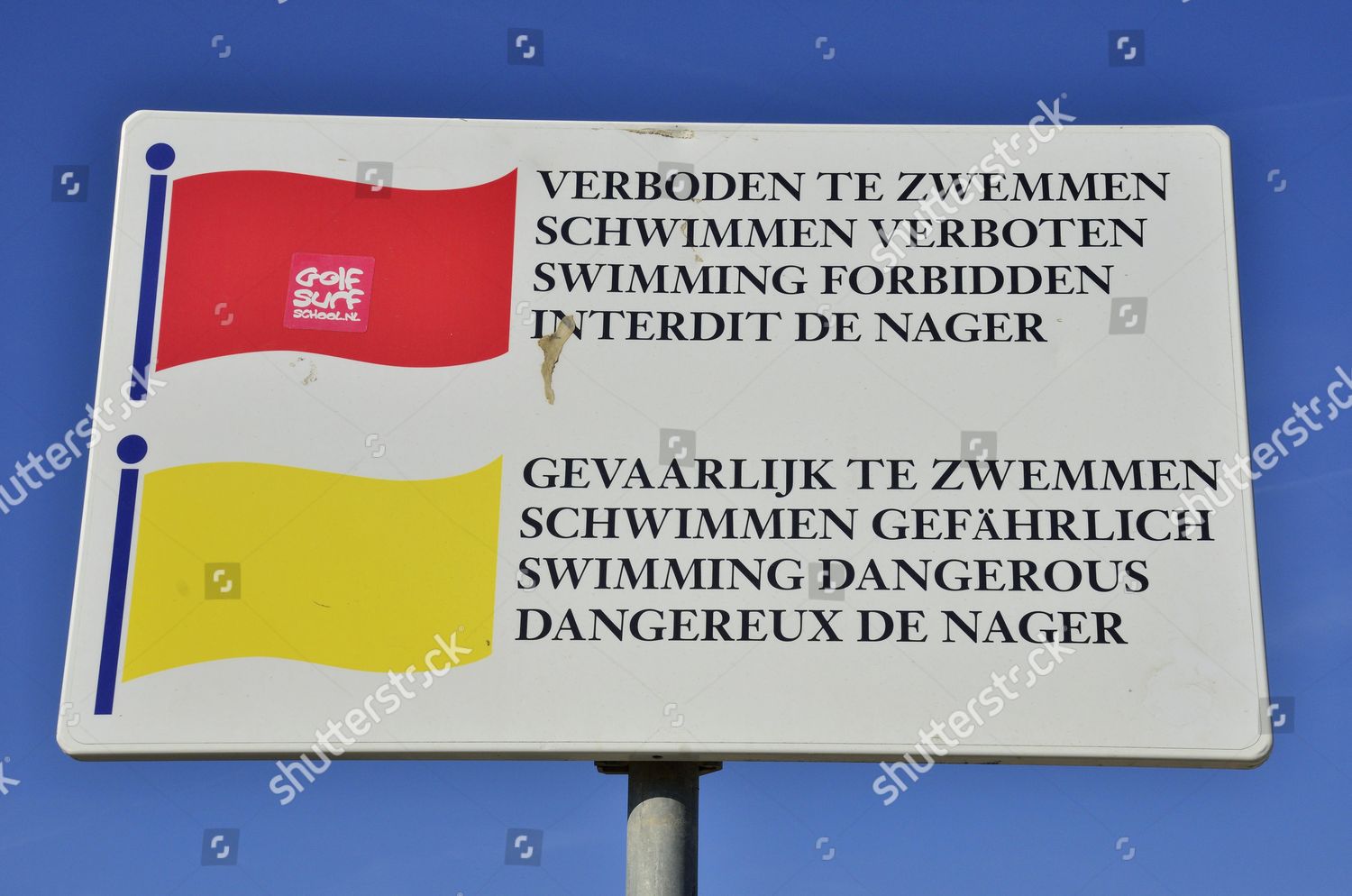 No Swimming Sign On Beach Scheveningen Editorial Stock Photo - Stock ...